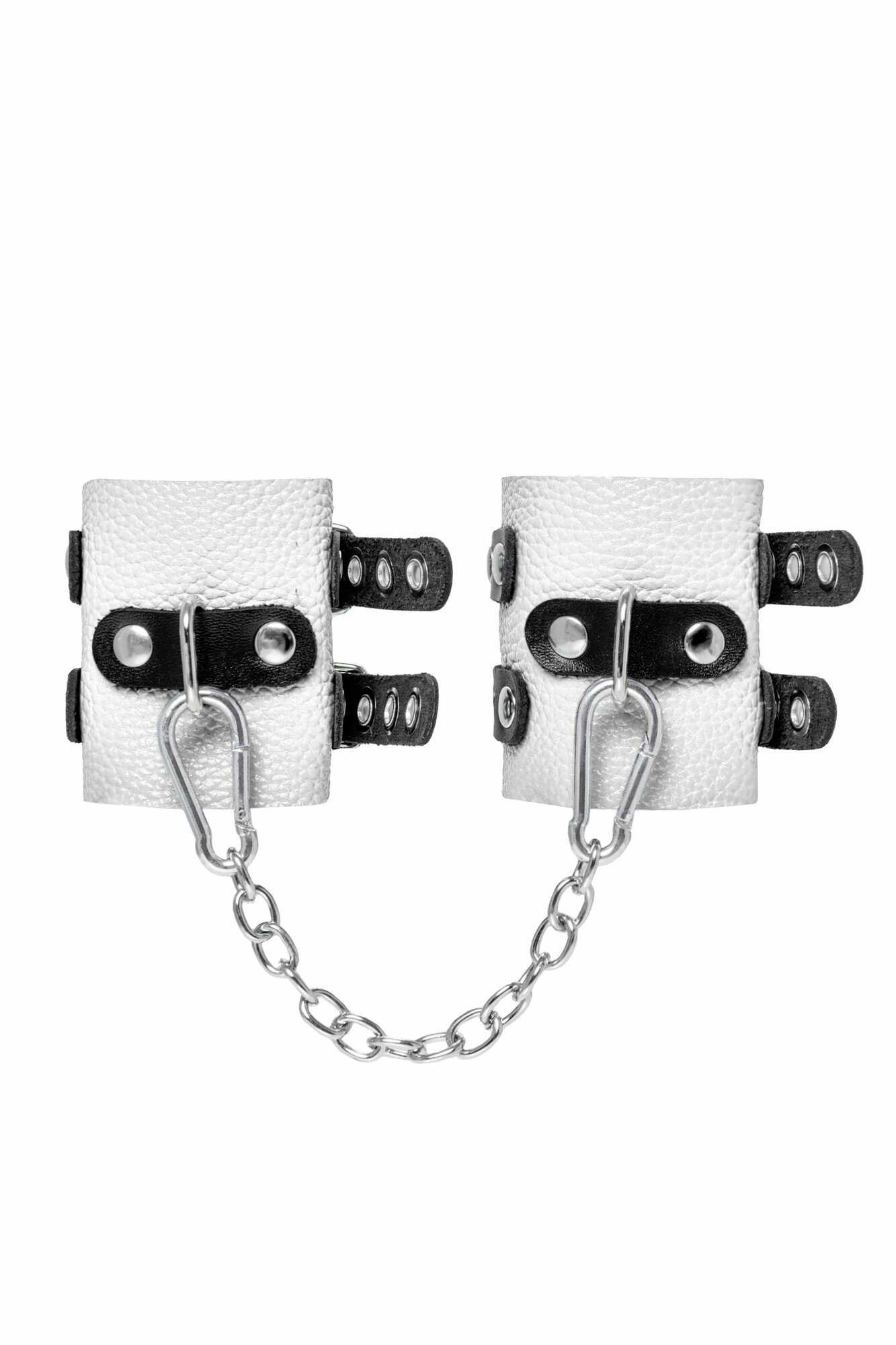 Наручники Pecado BDSM, с двумя ремешками с люверсами, мягкие, натуральная кожа, бело-чёрные Pecado Наручники Pecado BDSM, с двумя ремешками с люверсами, мягкие, натуральная кожа, бело-чёрные