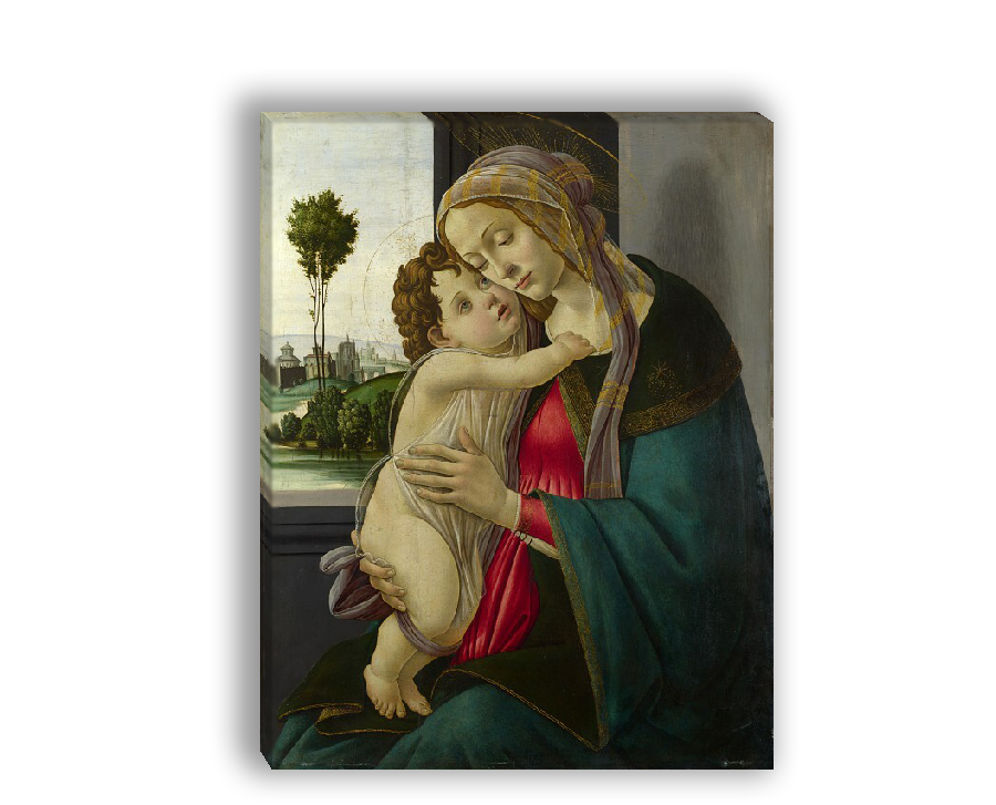 Картина для интерьера "Мадонна с младенцем", художник Боттичелли, Сандро, печать на холсте (30х39 см / на подрамнике)