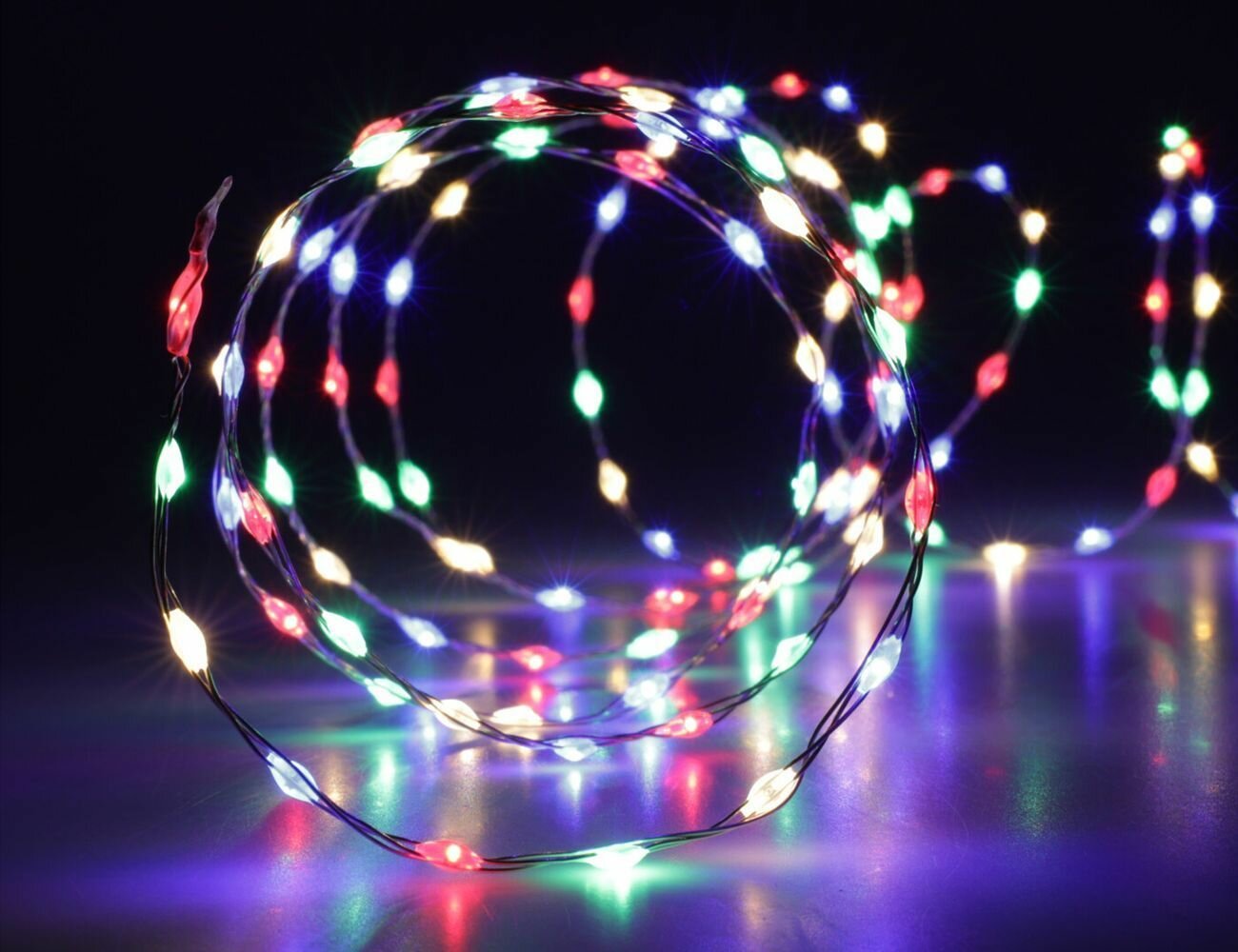 Гирлянда волшебные бусики, 189 разноцветных микро LED-ламп, 3 м, серебряная проволока, контроллер, Koopman International AX9736700