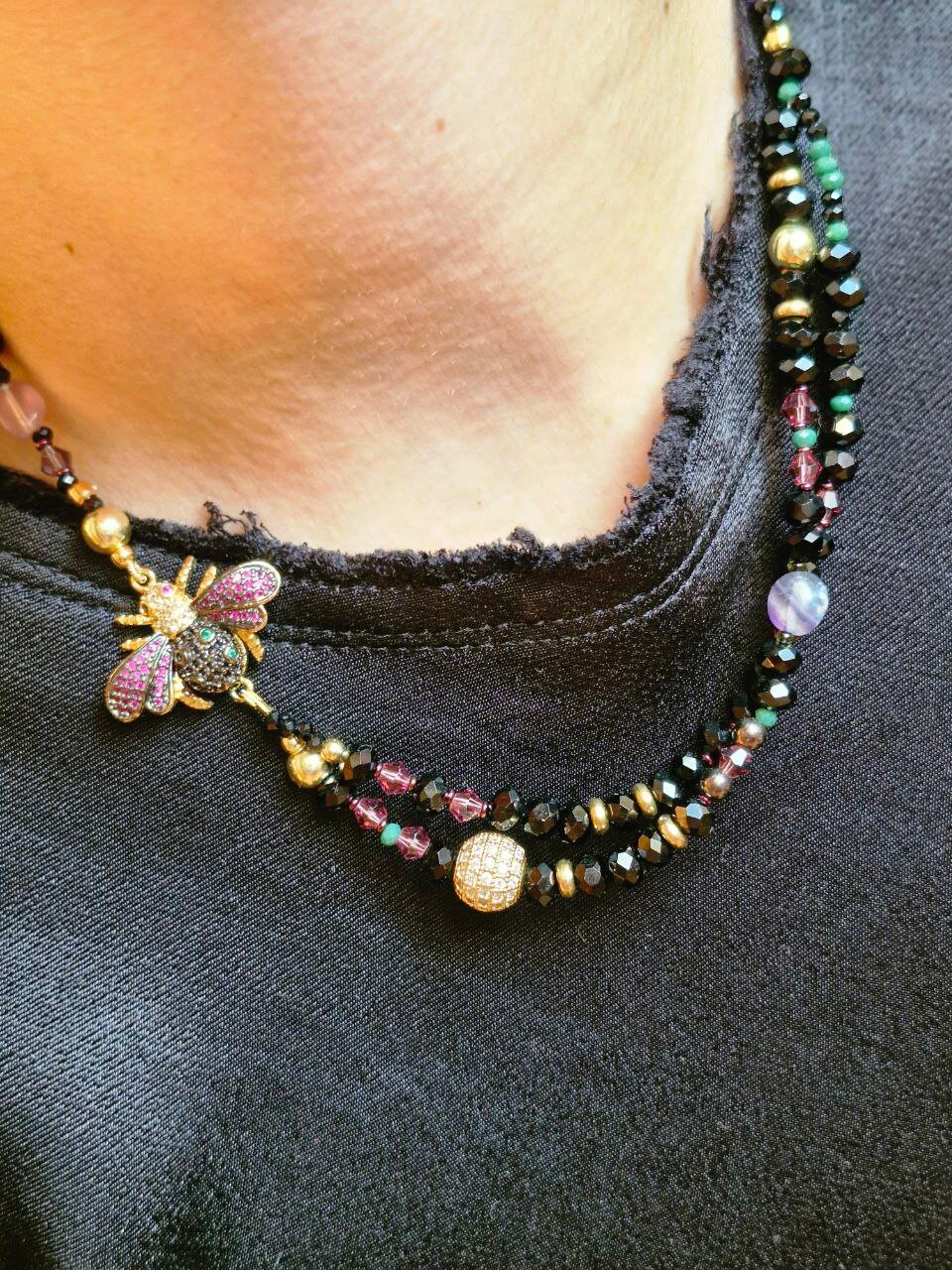 Колье ЛЕТО JEWELRY, аметист, кристалл