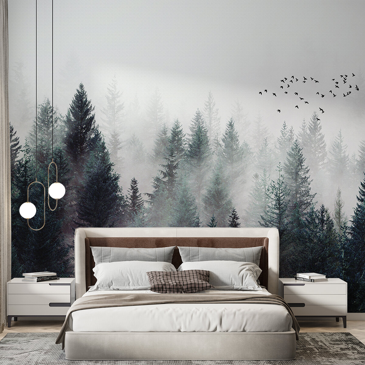 Фотообои / флизелиновые обои Туманный лес 5 x 3 м