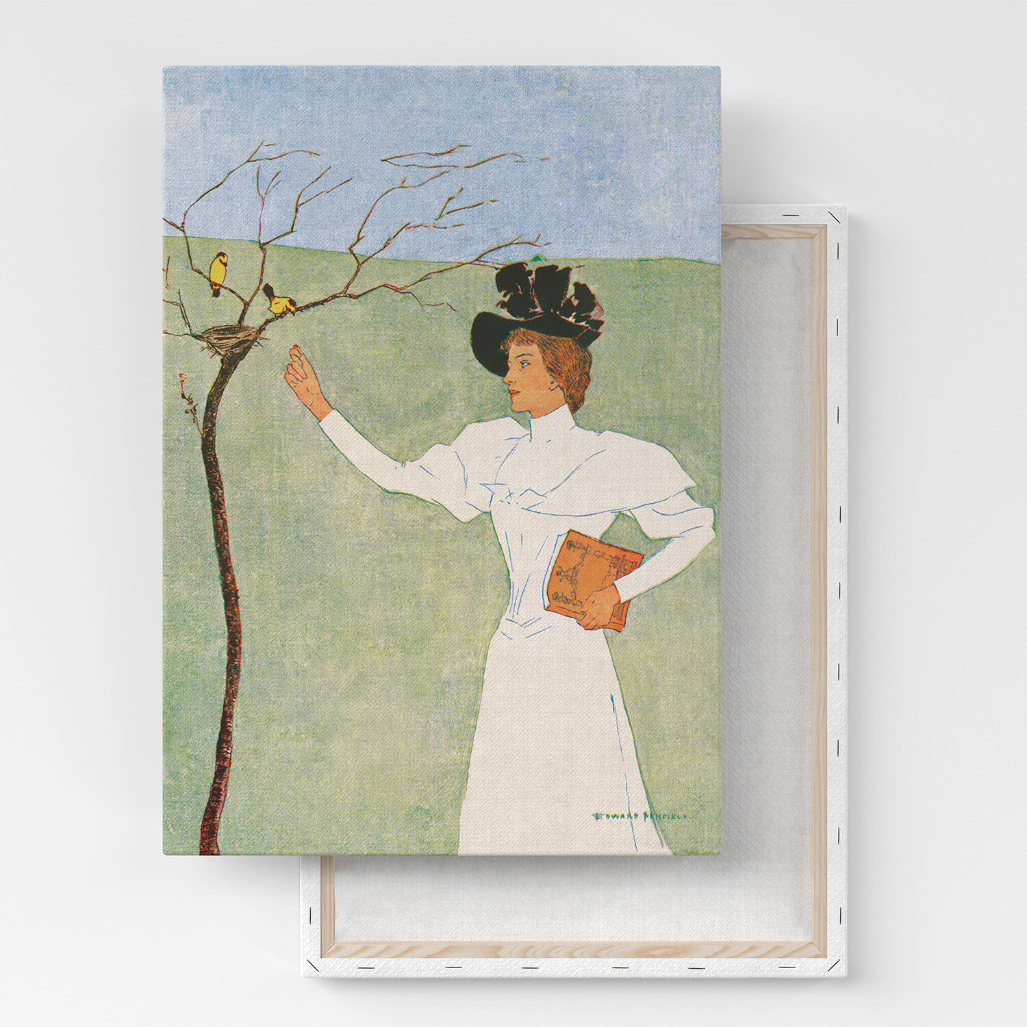Картина на холсте, репродукция / Эдвард Пенфилд - Woman reaching for birds / Размер 40 x 53 см