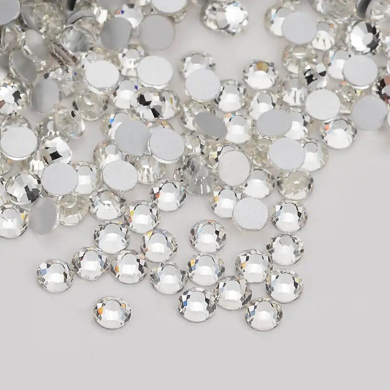 QIIY стеклянные стразы SS3-SS34 копченый топаз Серебряный, Mix(SS3-SS20)1440Pcs, Crystal