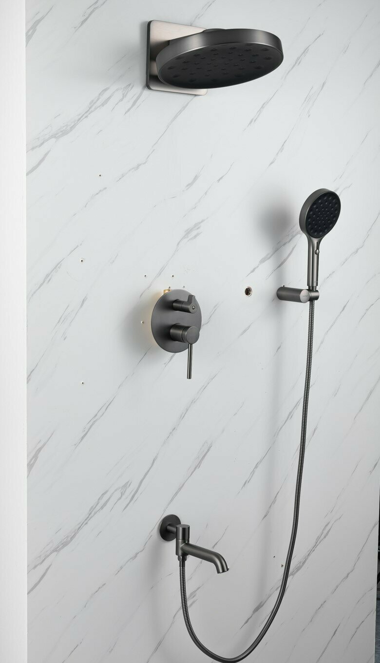 Душевая система GAPPO G7106-9, скрытого монтажа, оружейная сталь