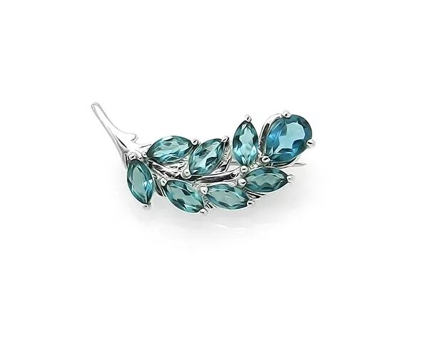 Брошь, серебро, 925 проба, Лондон топаз