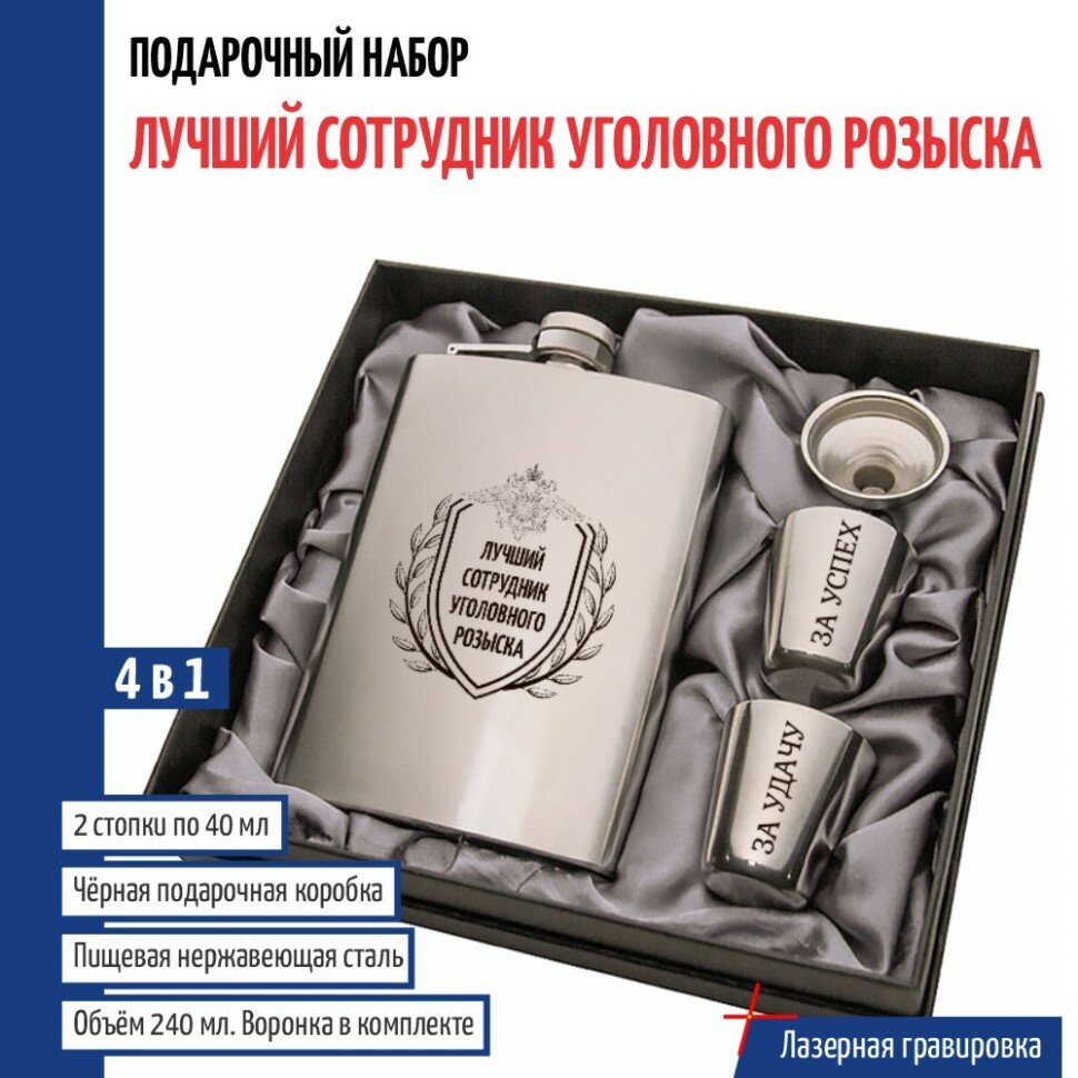 Набор "Лучший сотрудник уголовного розыска" (фляжка, воронка, 2 стопки)