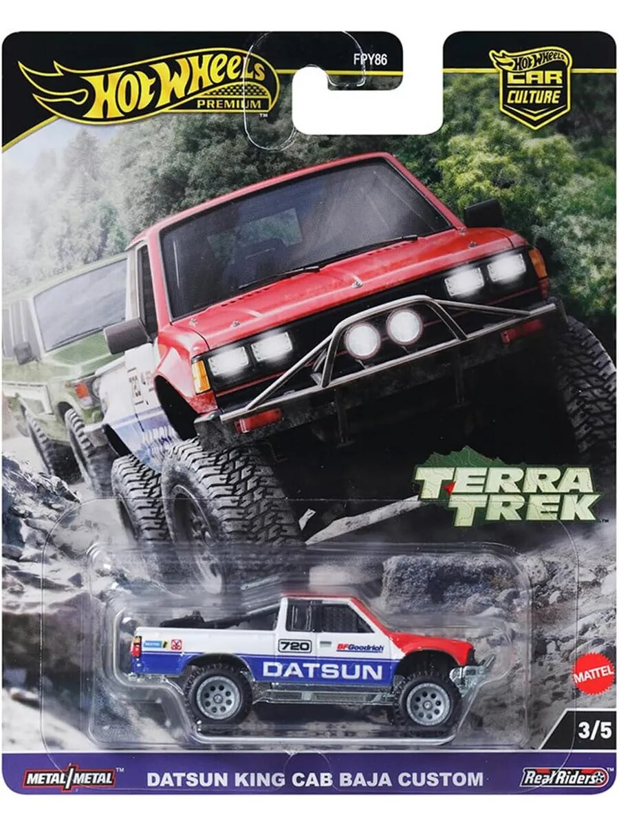 Коллекционная Premium машинка Hot Wheels Datsun King Cab Baja Custom White/Red (коллекция Car Culture 2024, серия Terra Trek, 3/5)