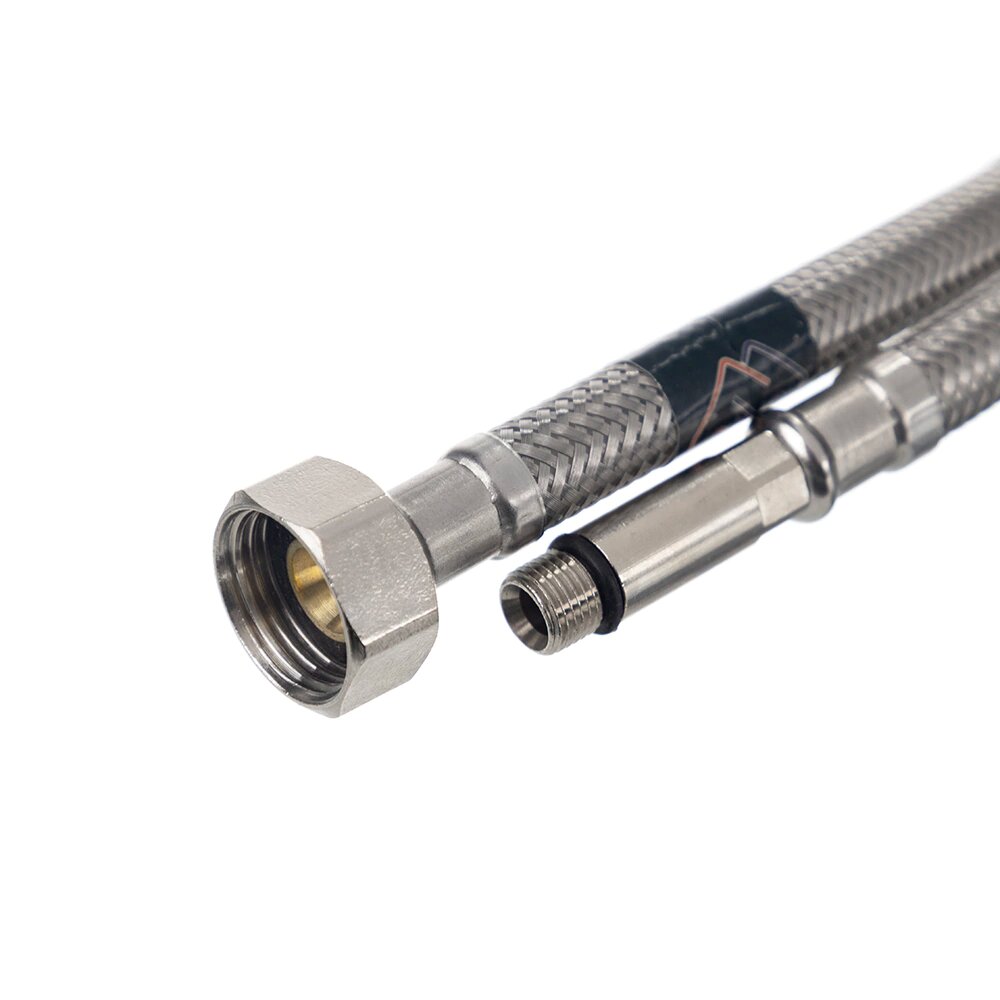 Подводка гибкая для смесителя с длинным наконечником 1/2ВР-10 мм шланг PEX 100 см