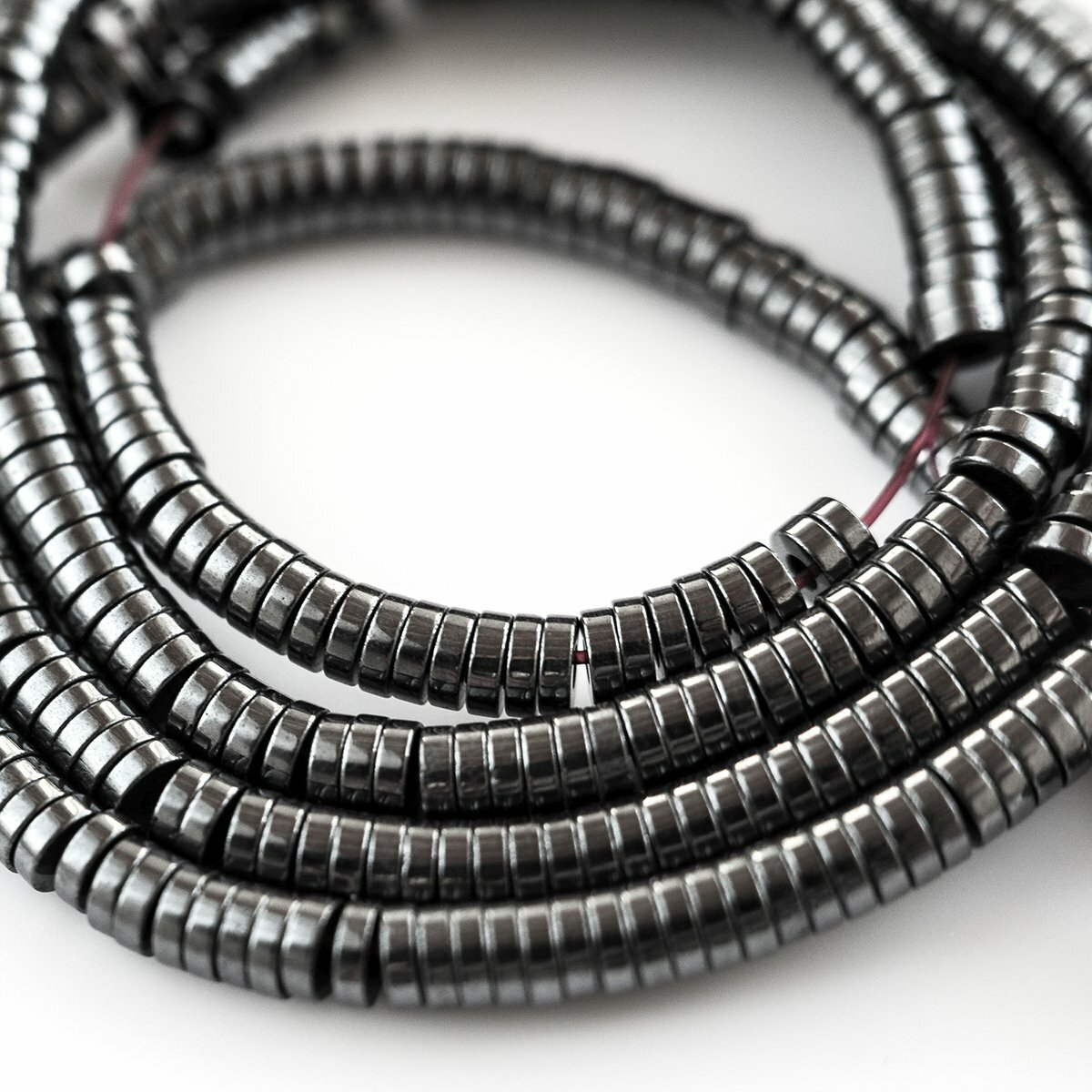 Гематит немагнитный Бусины натуральные 200 шт, цвет черный, размер 3x1 мм