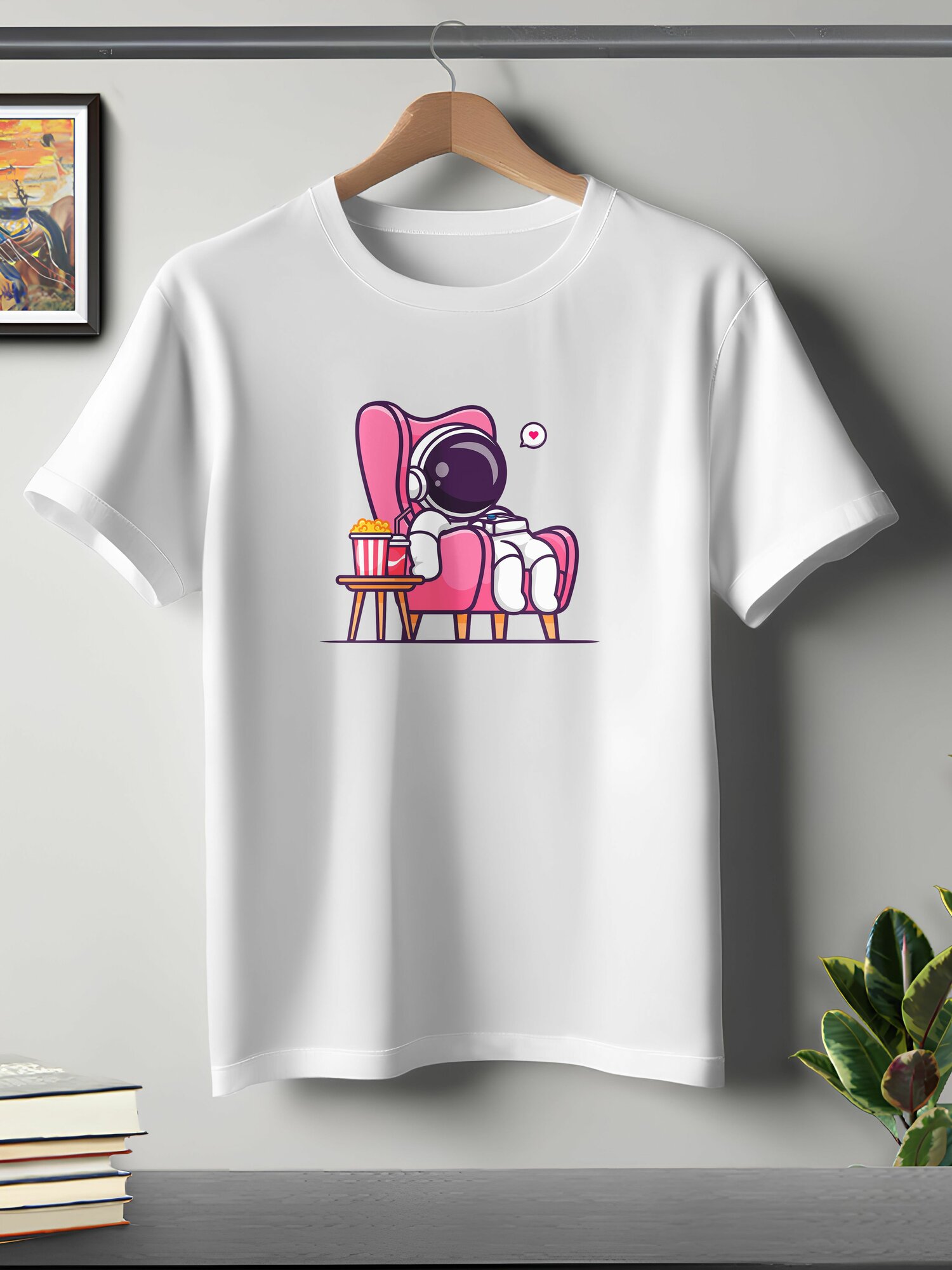 Футболка ONEQ унисекс 56-58 (3XL) размер с принтом Космонавт, белая