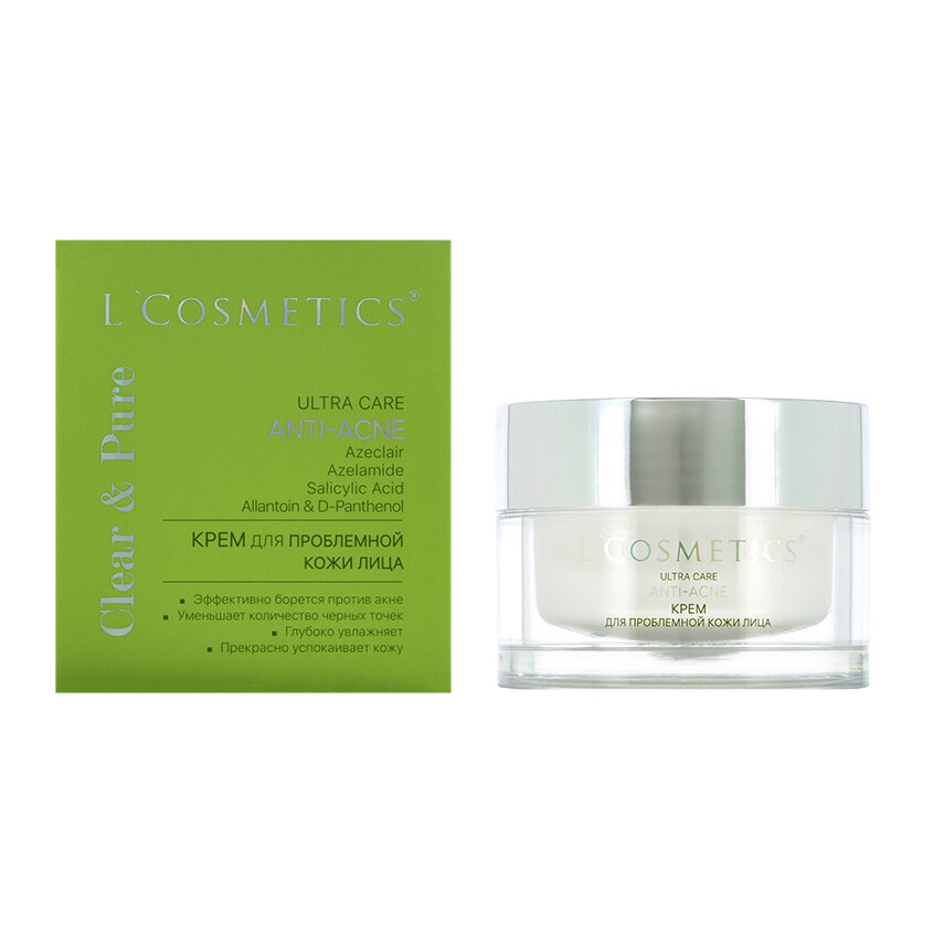 Крем для лица L`COSMETICS `CLEAR&PURE` ANTI-ACNE для проблемной кожи 50 мл
