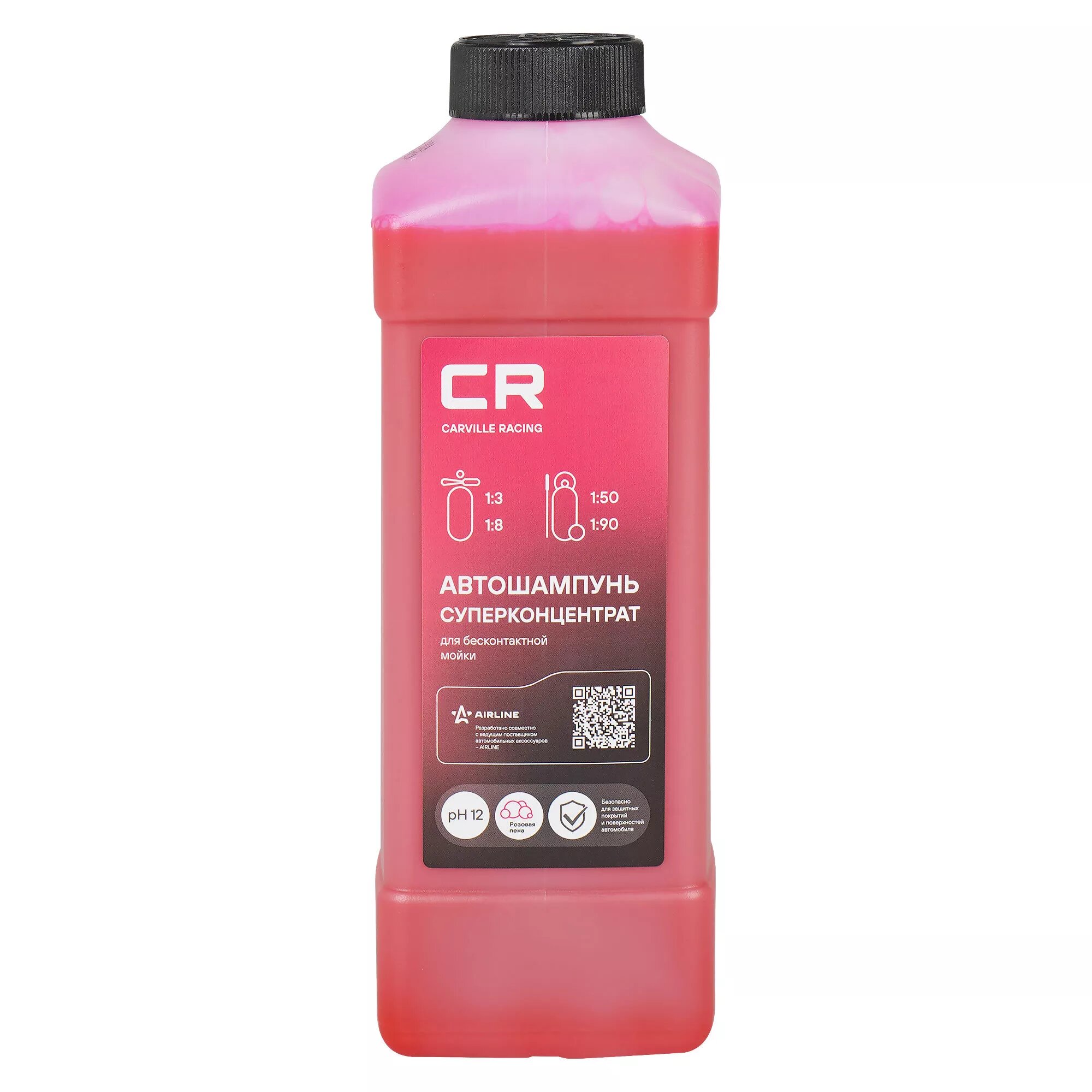 Шампунь для бесконтактной мойки, суперконцентрат, розовая пена (Carville Racing) 1 л
