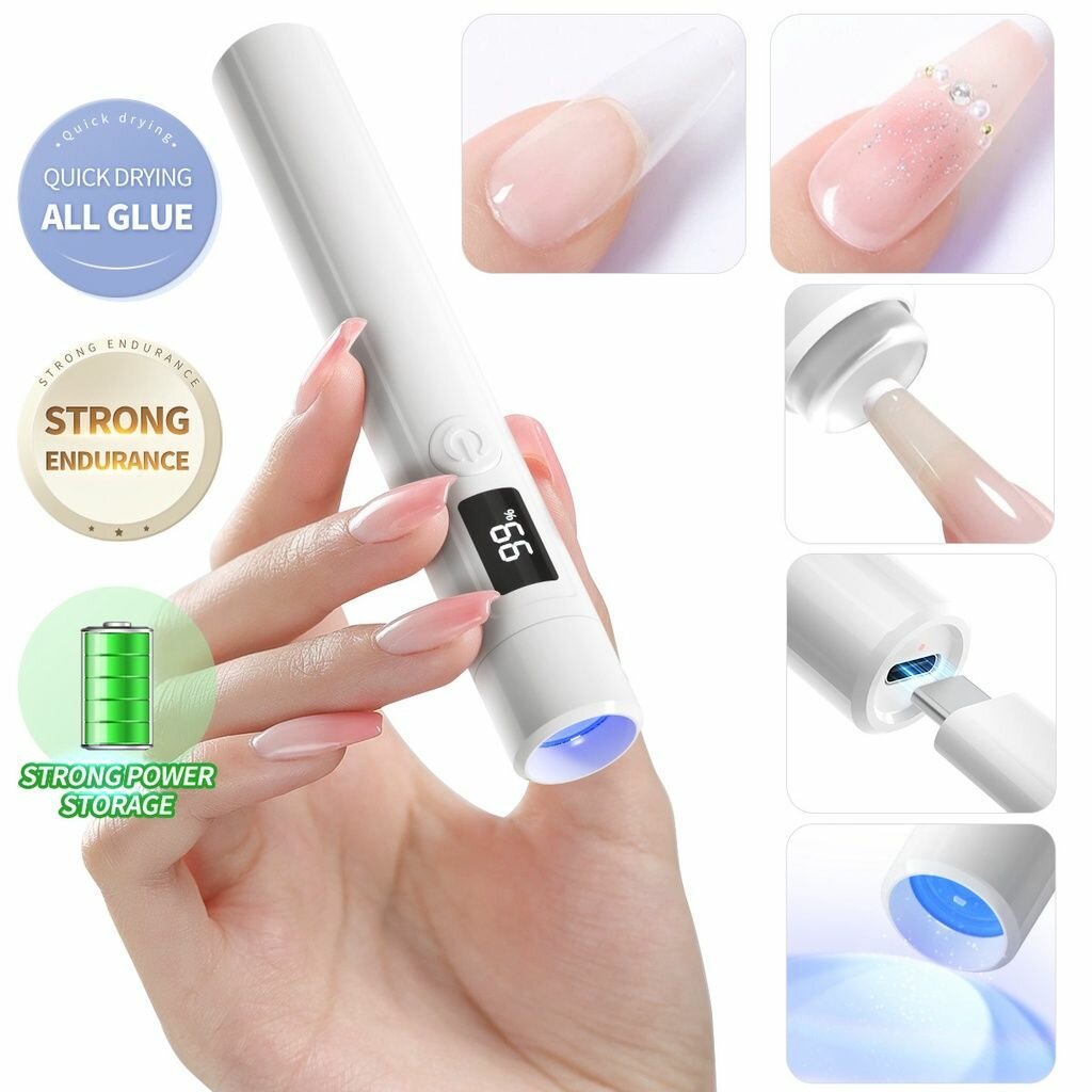 Лампа для маникюра RM, LED-UV, питание от аккумулятора, встроенный USB-порт, 4 штампа для стемпинга