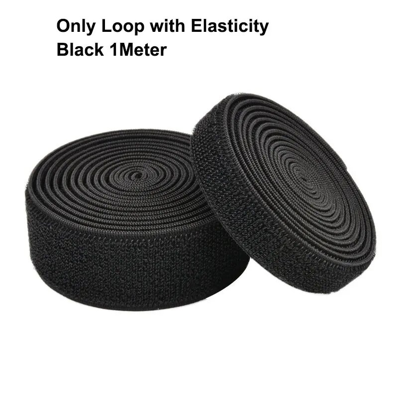 Эластичная лента для липучки JING-SDIY, 1 м, черная/белая, полиэстер/нейлон