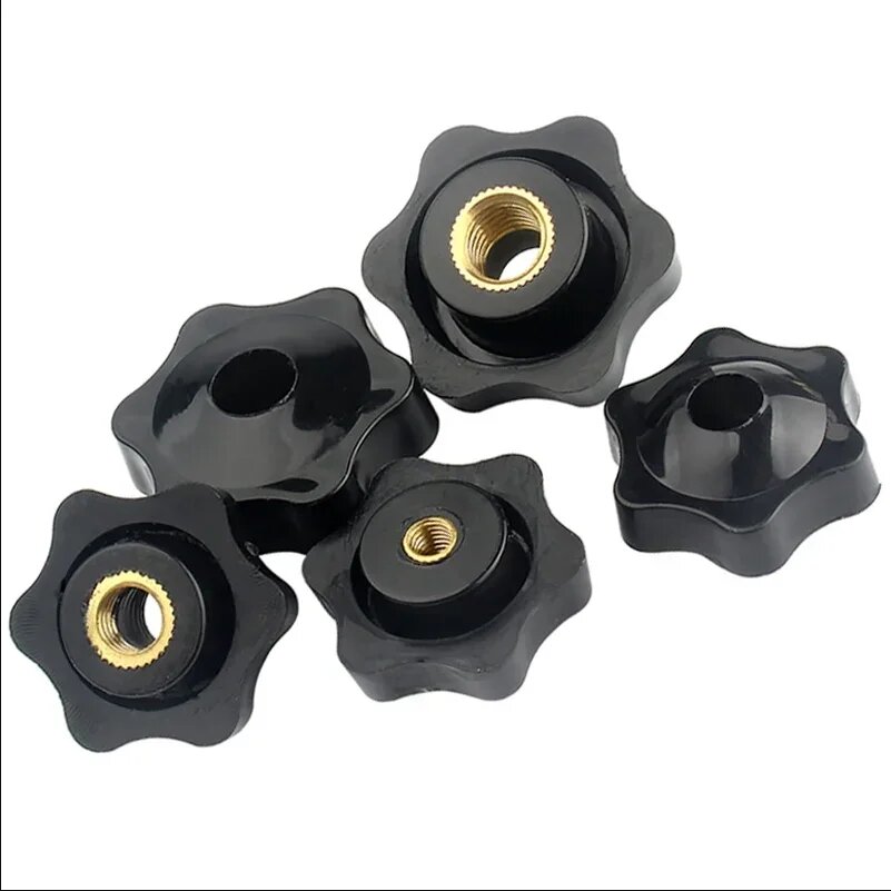 Гайки ручки накаливания М4-М12 нейлон черно-белые M8 (Head 38mm)2Pcs, Black Through Hole