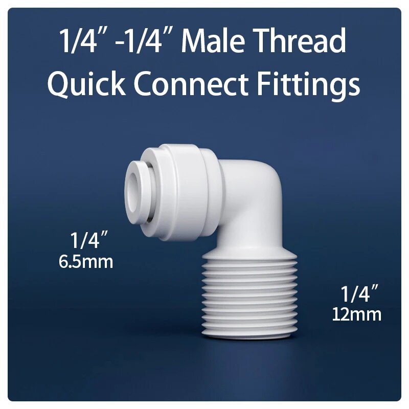 Пластиковый угловой фитинг для обратного осмоса 1/4" 3/8" 6
