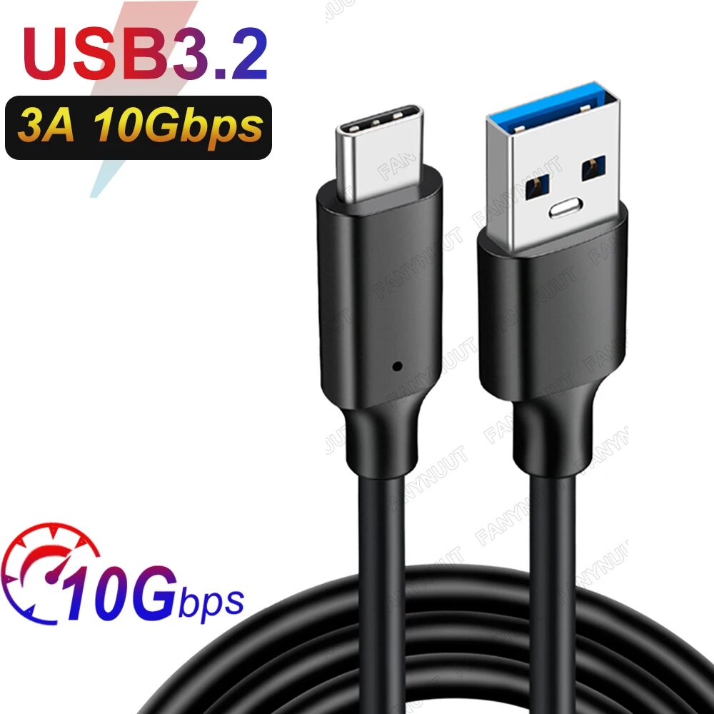 Кабель USB 3.2 Type-A - USB C, 10 Гбит/с, 3A, 0.5m, PVC