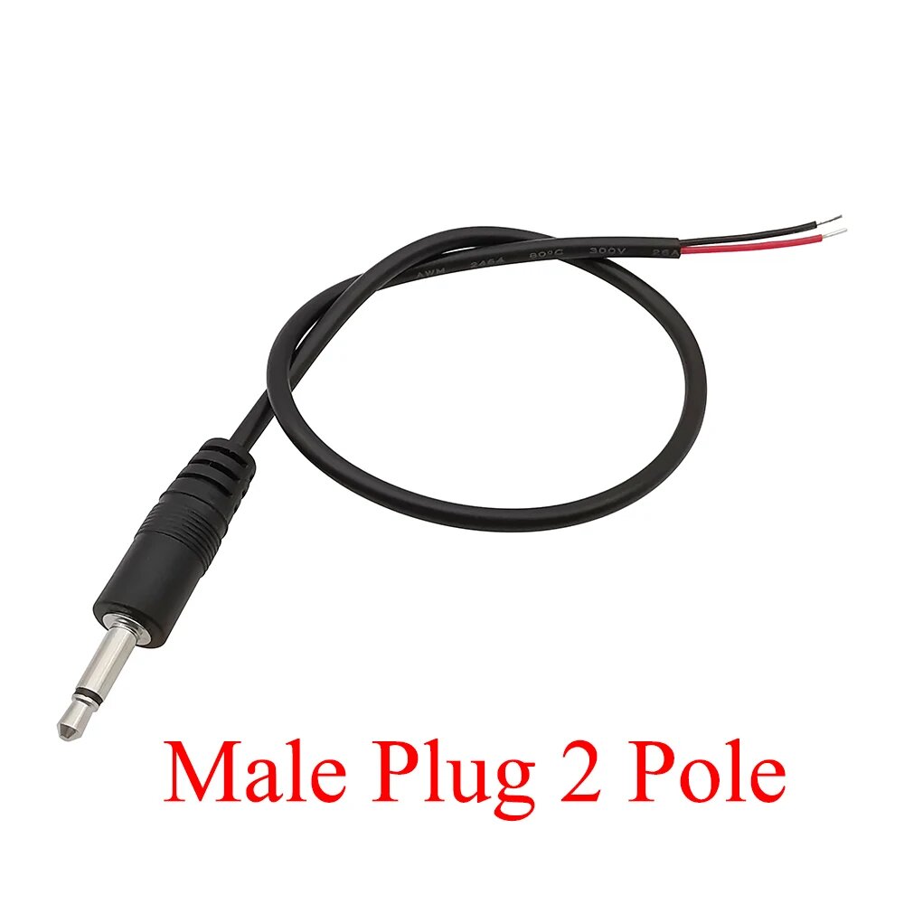 ALLiSHOP 3,5 мм аудиокабель разъем 2 3 4 полюса 30 см 5Pcs, Male 2 Pole