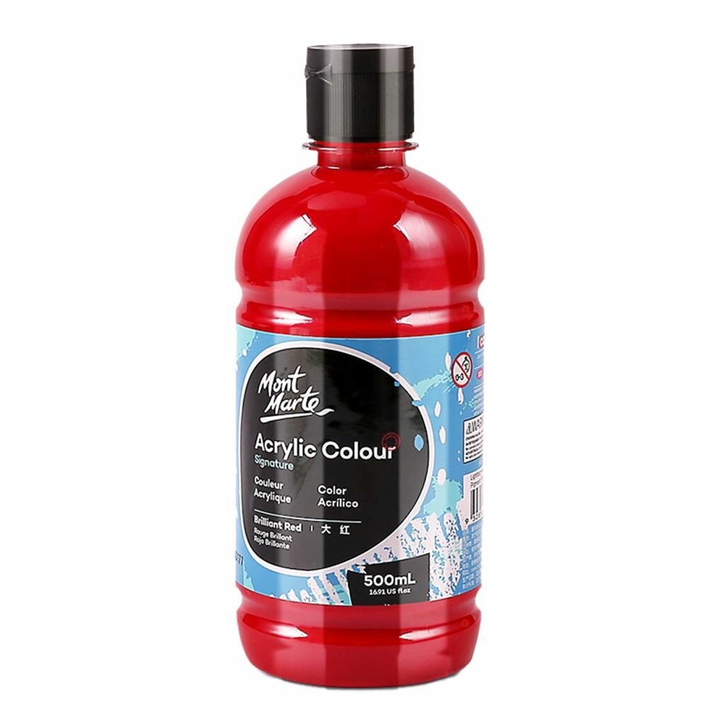 1 флакон водостойкой акриловой краски для покраски стен большой емкости-алый-500 мл