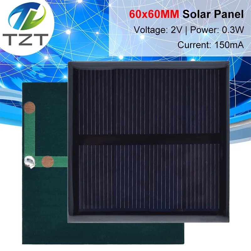 Солнечная панель TZT 2В 0,3Вт 60x60мм, 1PCS