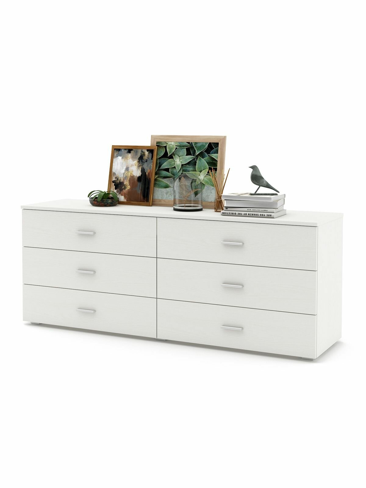 Комод для одежды с ящиками "Мартин 8", 6 ящиков, ЛДСП, цвет белое дерево, 160x63x40 см
