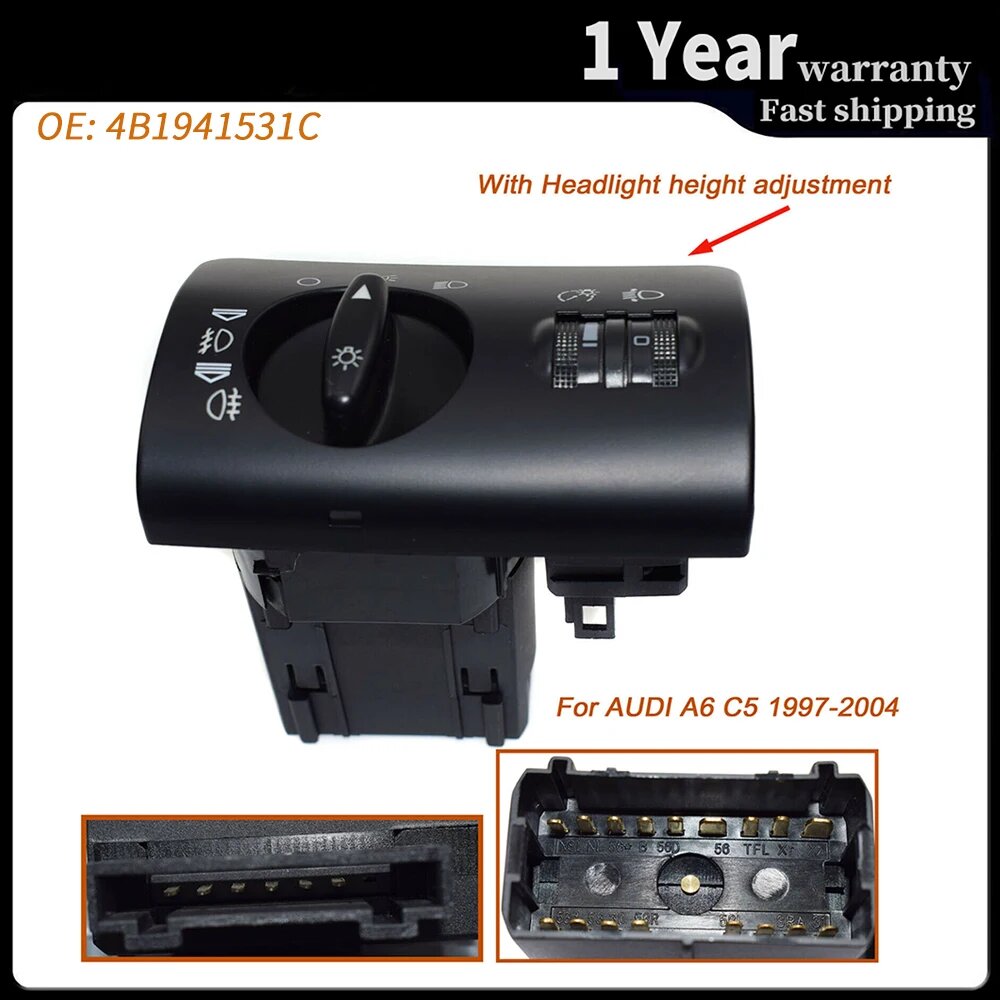 Переключатель для передсветильник фар Audi A6 1997-2005, противотуманных фар с панелью управления, автомобильные аксессуары 4B1941531C 4B1 941 531C