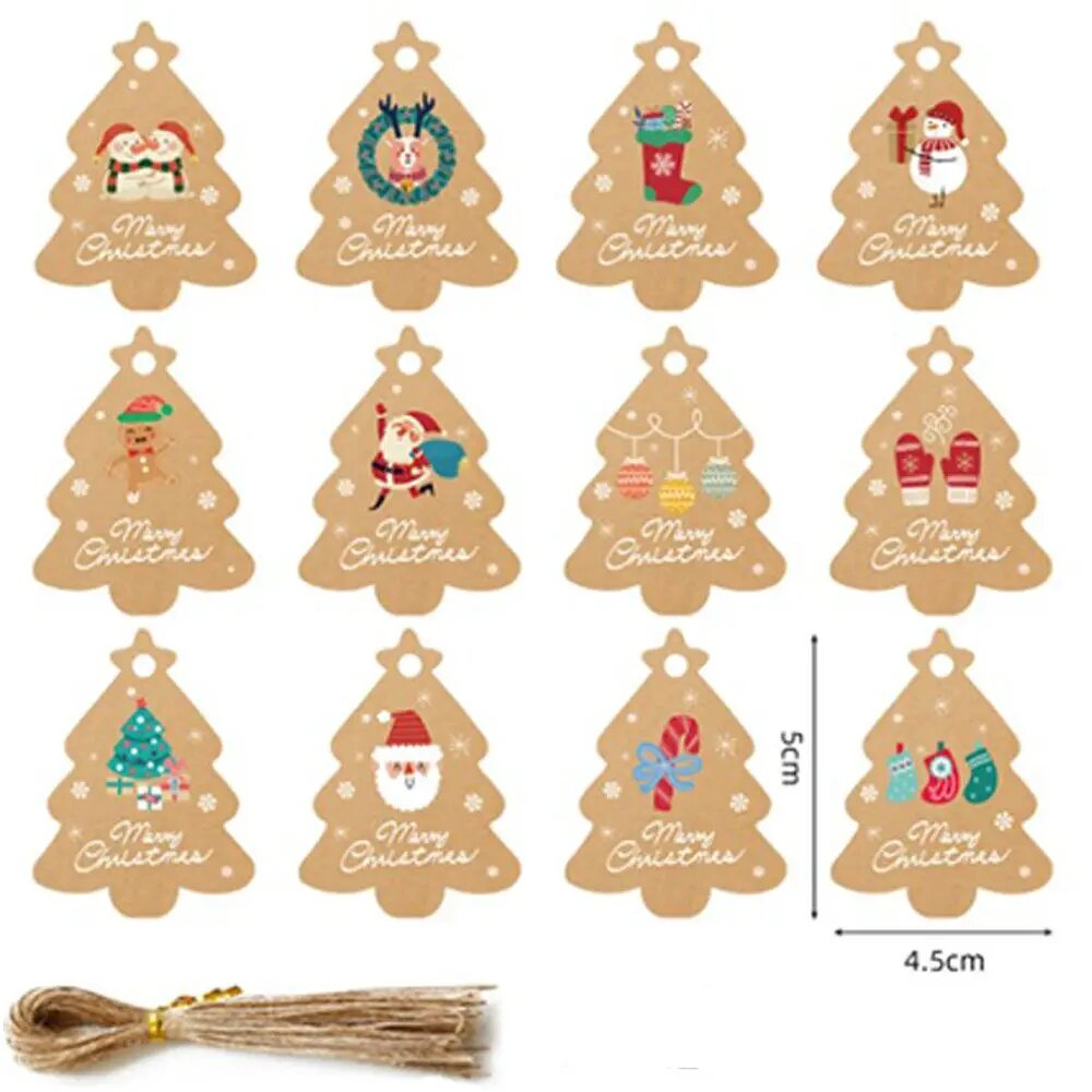 Бумажные рождественские бирки снежинка лось 48 шт 1
