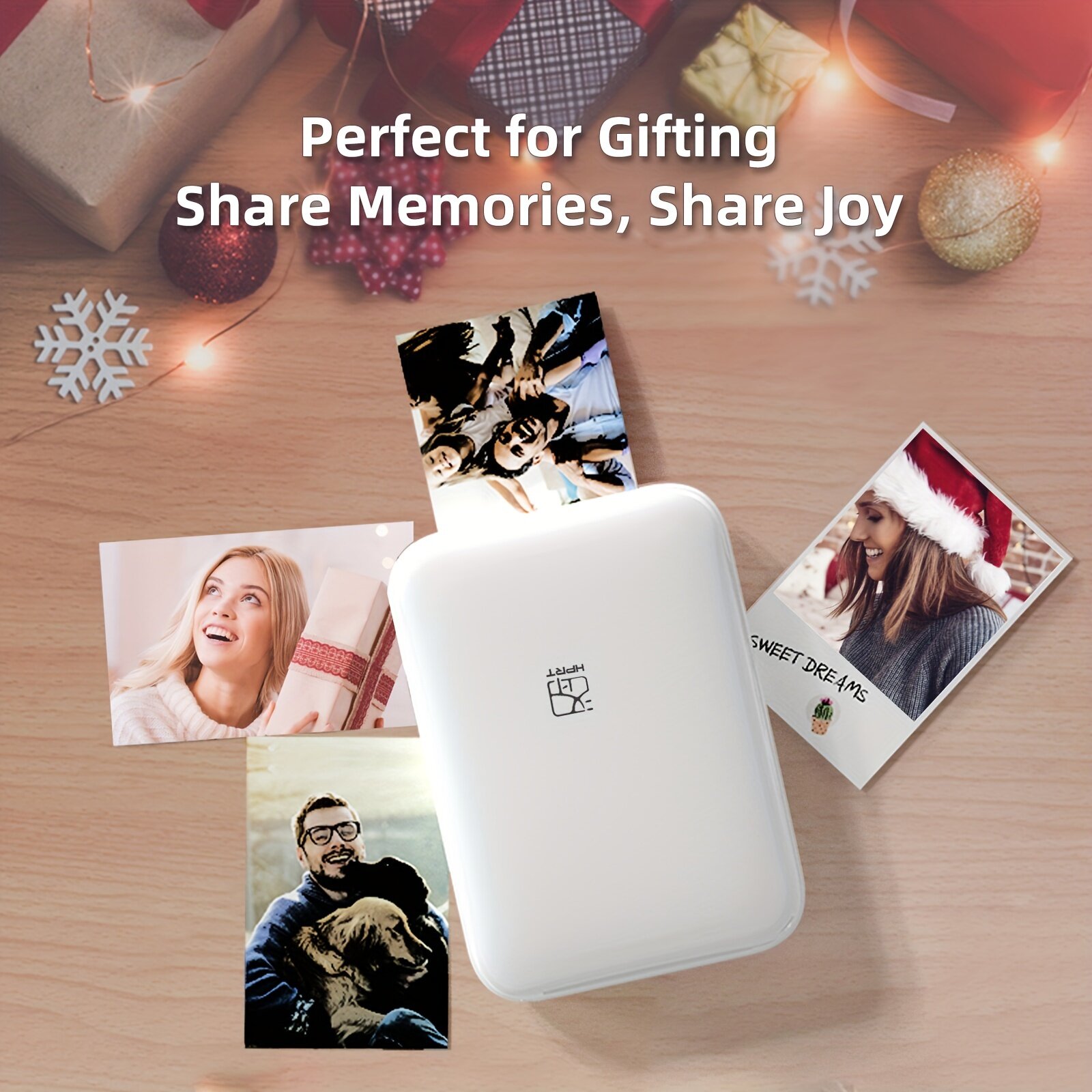 Mini HD Wireless Portable Photo Printer, Mobile Phone Connection, Color HD Restoration, Compatible with iOS/Android, ZINK Printing Technology, 3-inch Photos, Photo Printer + 20 Sheets of Photo Paper
