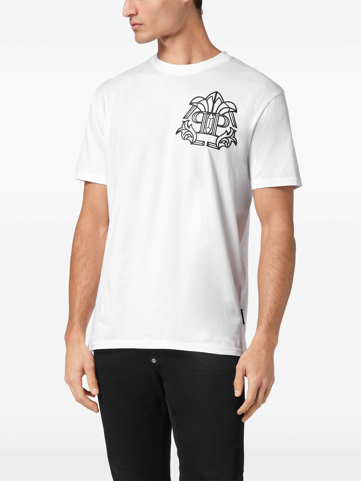 Футболка PHILIPP PLEIN Skull&Bones, размер 52, бежевый/белый — фото 1