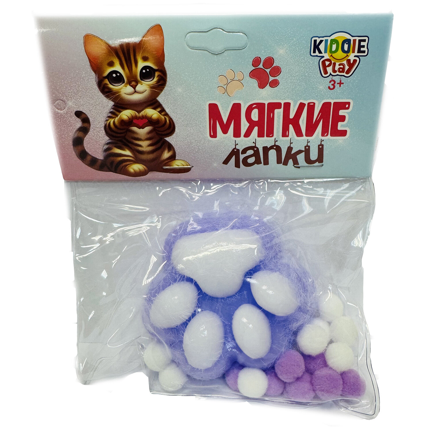 Kiddie Play Сквиш - антистресс Лапка 7х7х3,5 см с шариками фиолетовый 32804 с 3 лет