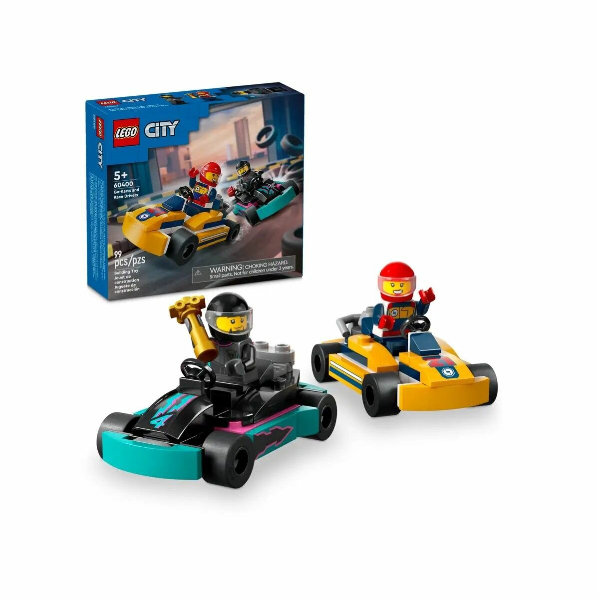 60400 Пластиковый Конструктор LEGO City 60400 Go-Karts and Race Drivers Картинг и гонщики