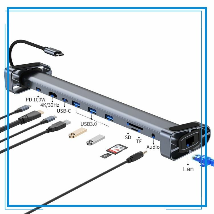 10 в 1 USB HUB Type-C HUB для MacBook / USB разветвитель / HDMI адаптер / USB HUB 3.0 / USB 3.0, USB 2.0, HDMI, SD, Micro SD