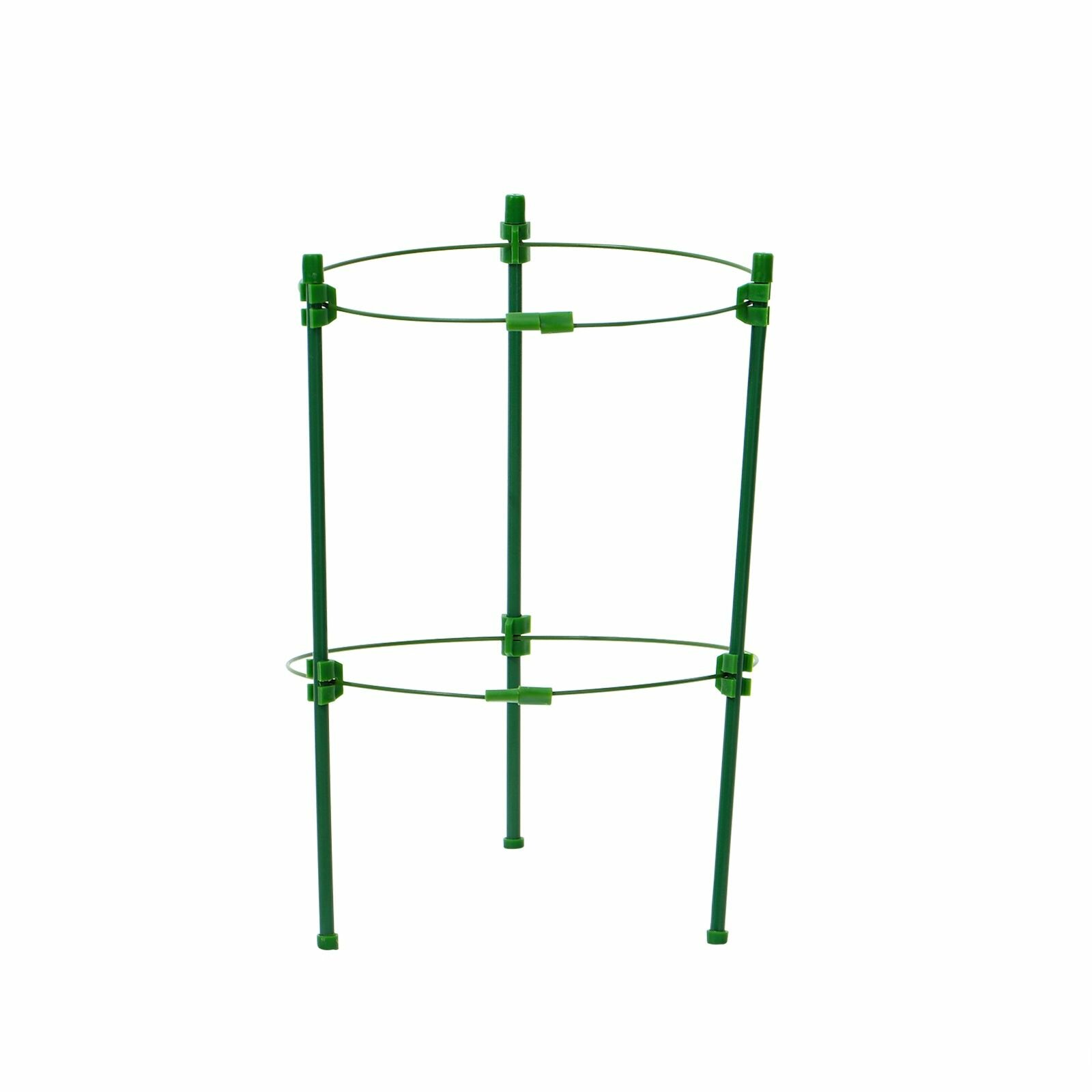 Садовый металлический кустодержатель для дачи и огорода, опора для растений, диаметр 18 см, высота 30 см, 2 кольца, цвет зелёный