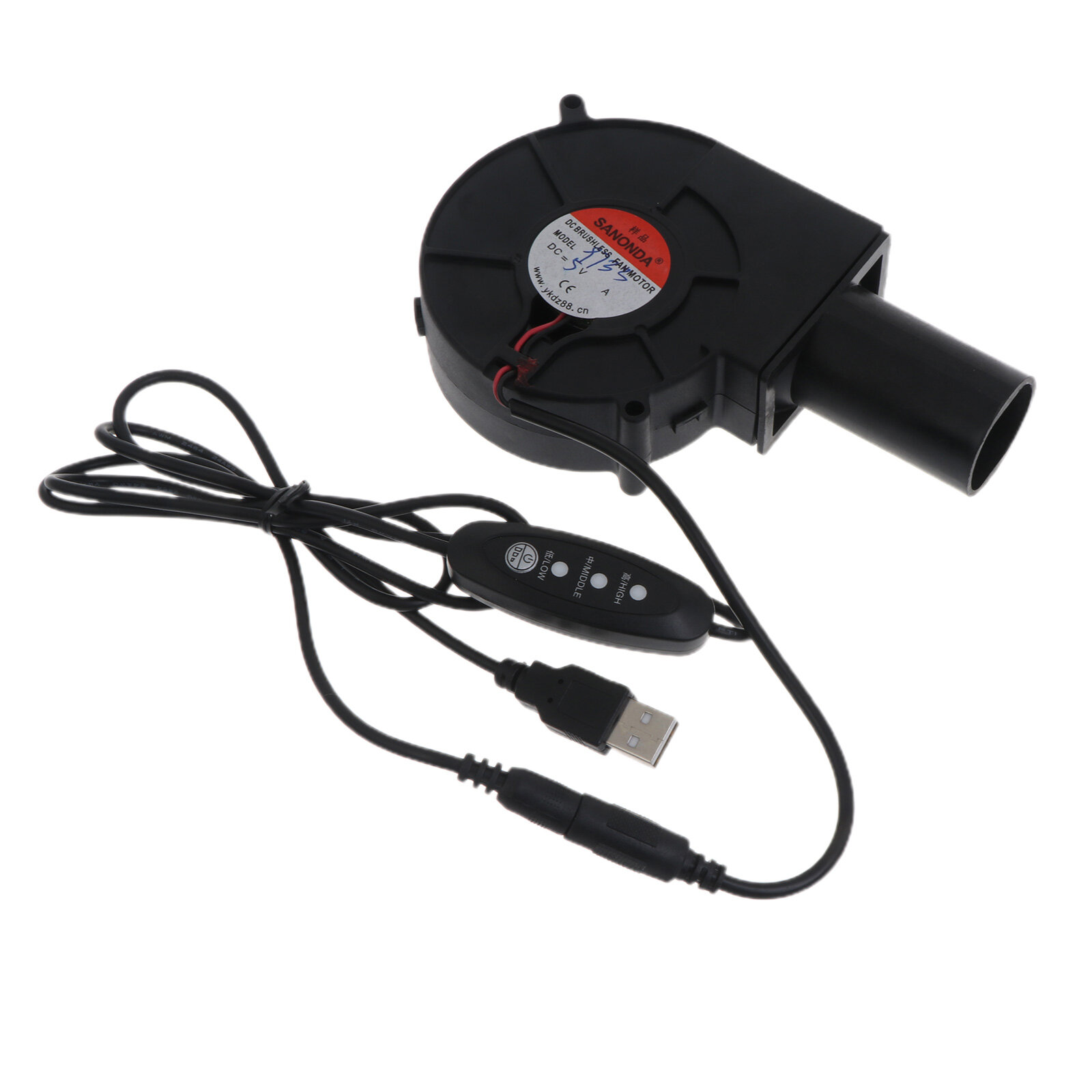 USB 5V BBQ Air Blower with Switch 3 Speed Cooling Fan for Cooking Camping Picnic Grill 2600R 5V 0.6A 3W Air Turbo Blower