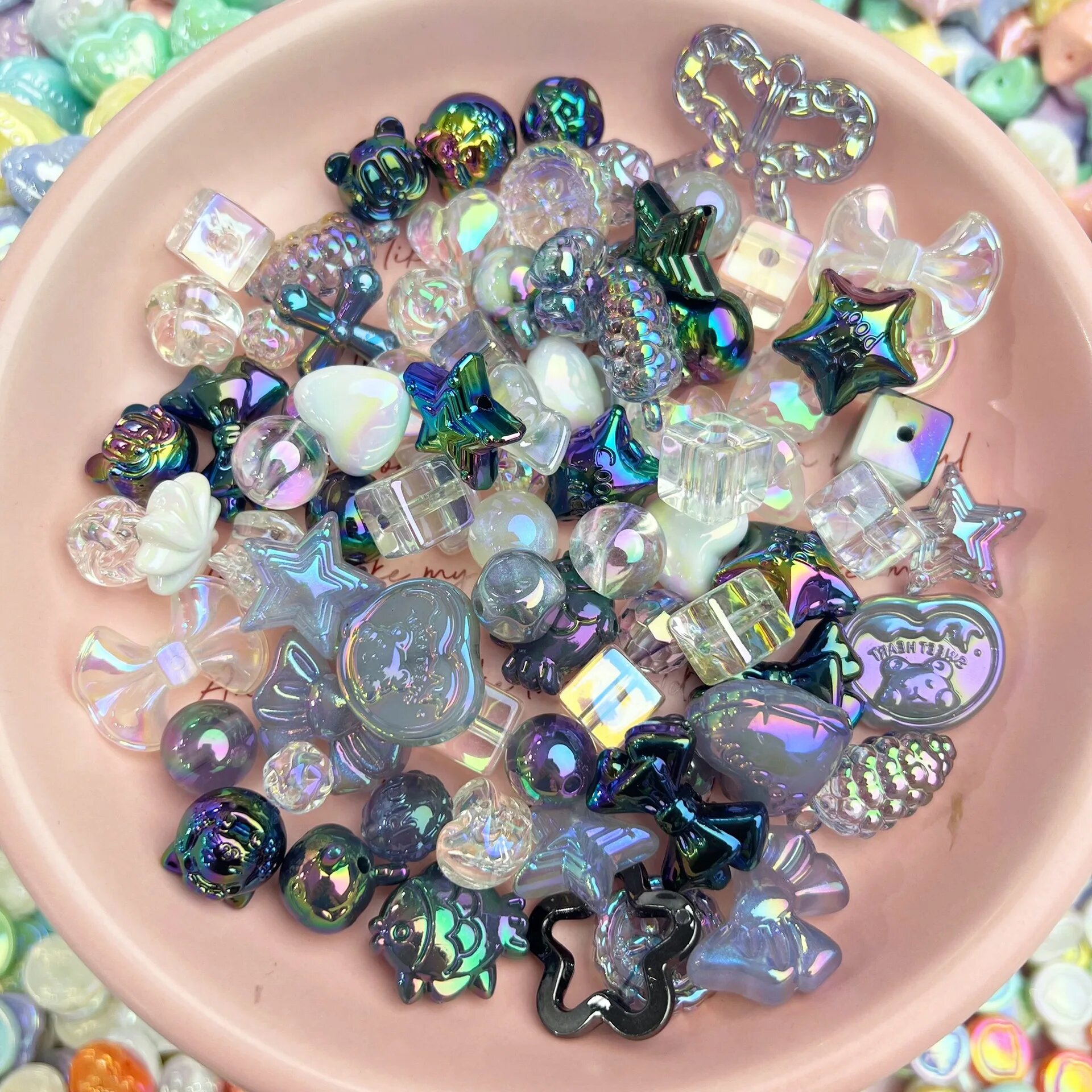 Бисерная цепочка для телефона 50/100г 50g, UV black and white