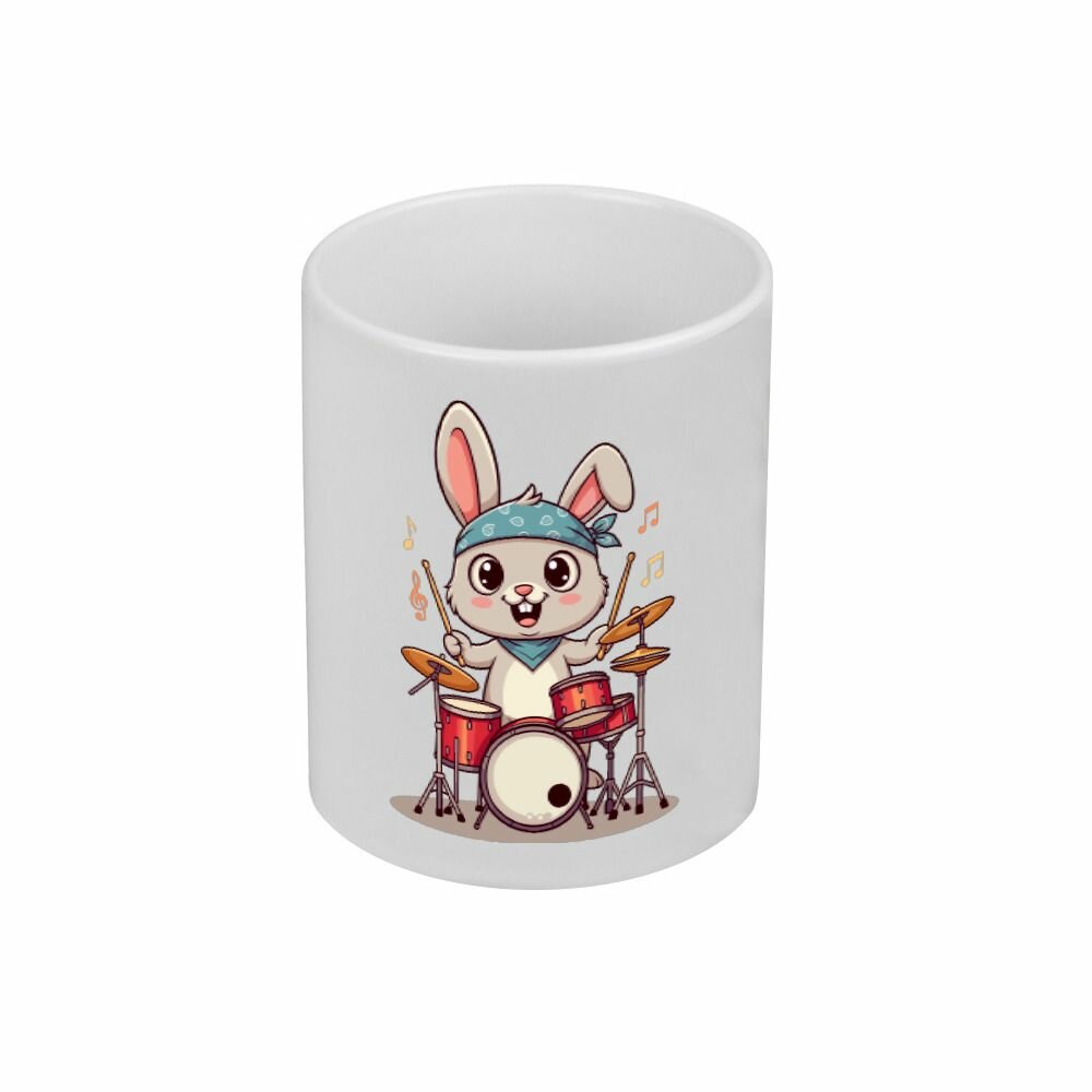Кружка Забавный кролик играет на барабанах