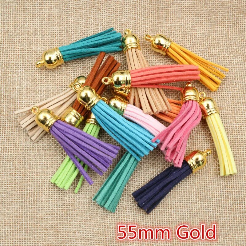 Набор кисточек из замши 55mm Mix Gold для бижутерии