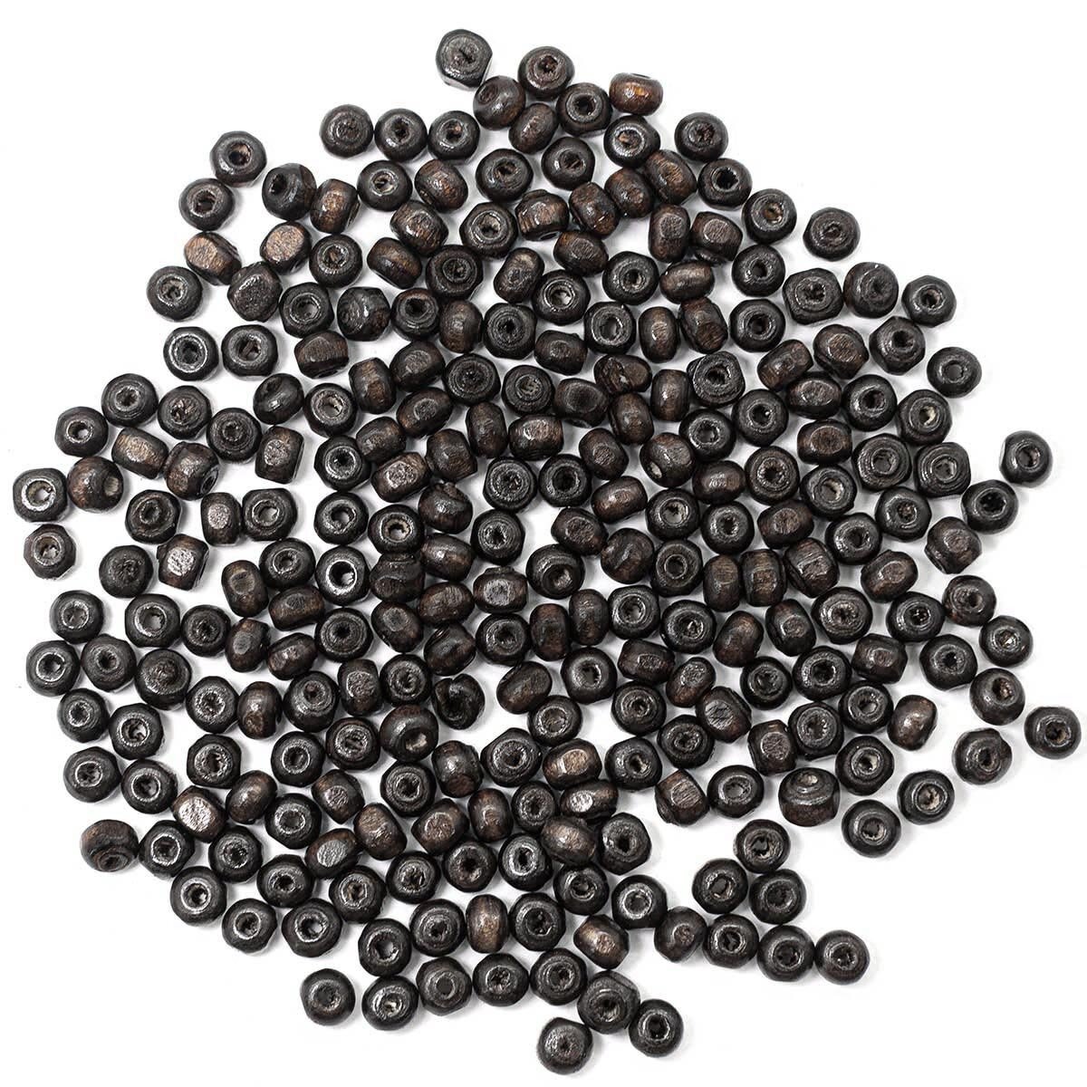 Бусины деревянные, натуральные, круглые, 8мм, 50гр, 290шт/упак, Astra&Craft (черный)