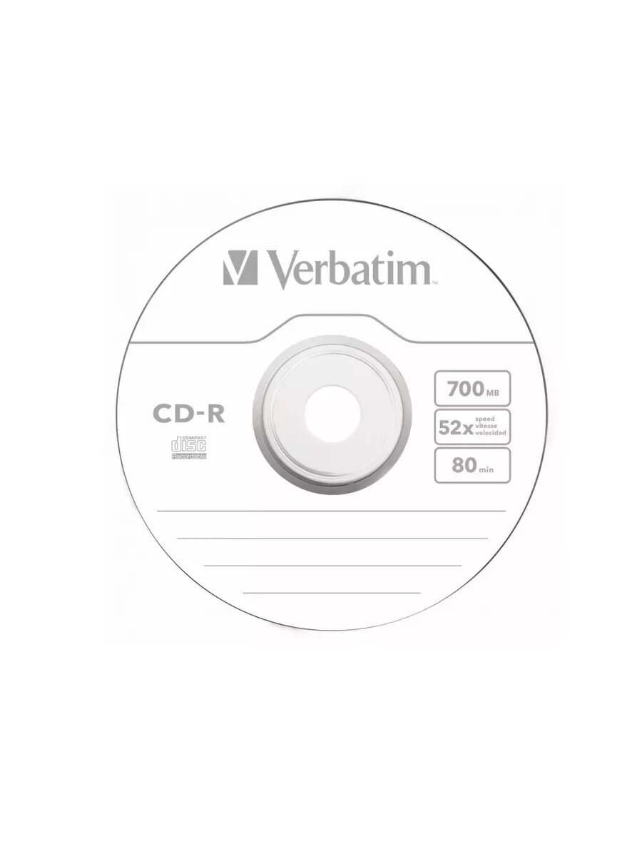 Диск Verbatim CD-R 700Mb 52x Slim case (1шт) (43347)