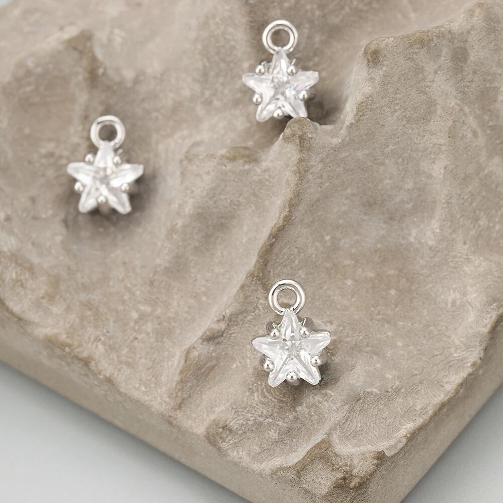 GUFEATHER MC24 подвески со звездами 6 шт Серебряный, MC2401B