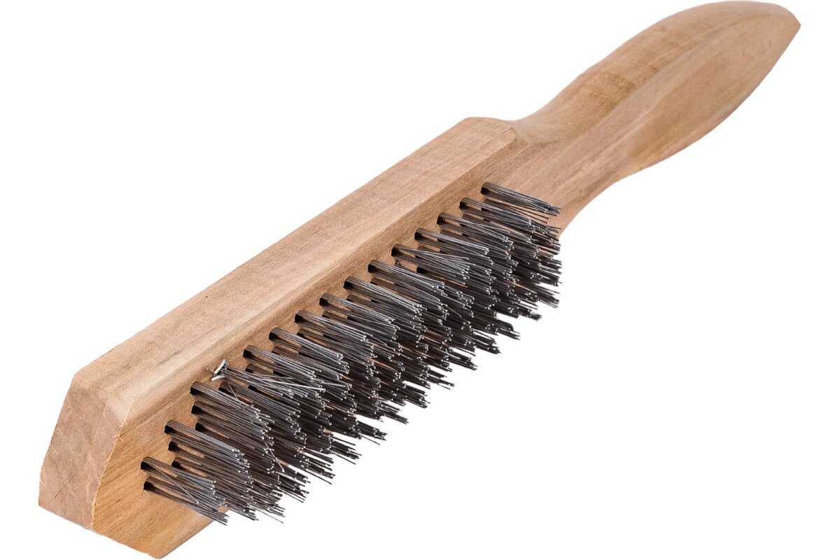 Металлическая щетка Политех 6‑рядная с деревянным корпусом