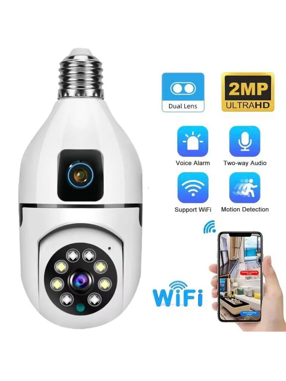 Камера видеонаблюдения лампочка WIFI