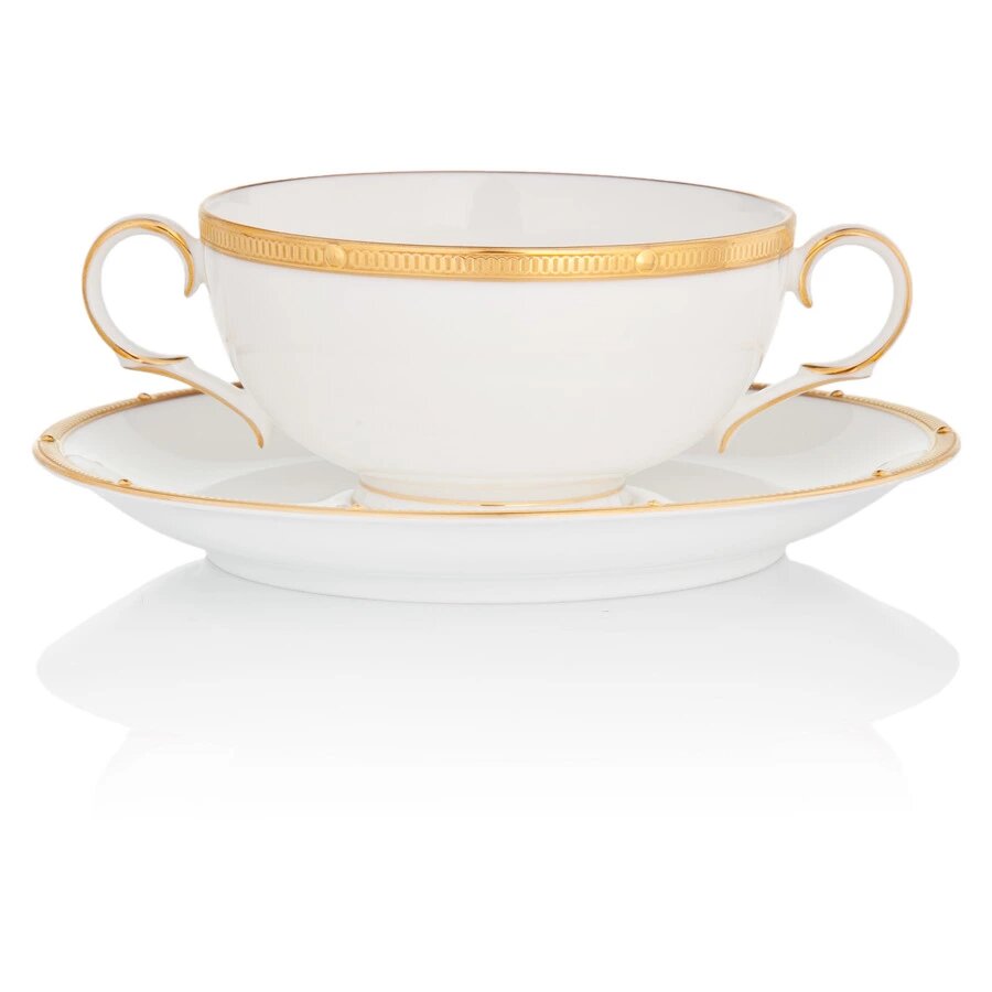 Чашка суповая с блюдцем Noritake Рочель Золотой кант 210 мл
