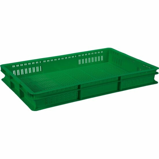 Ящик Тара п/э 600х400х75 перф. зелёный