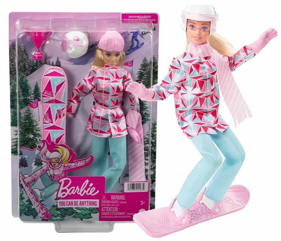 Кукла Mattel Barbie Winter Sports - Кукла сноубордистка + аксессуары - Барби HCN32