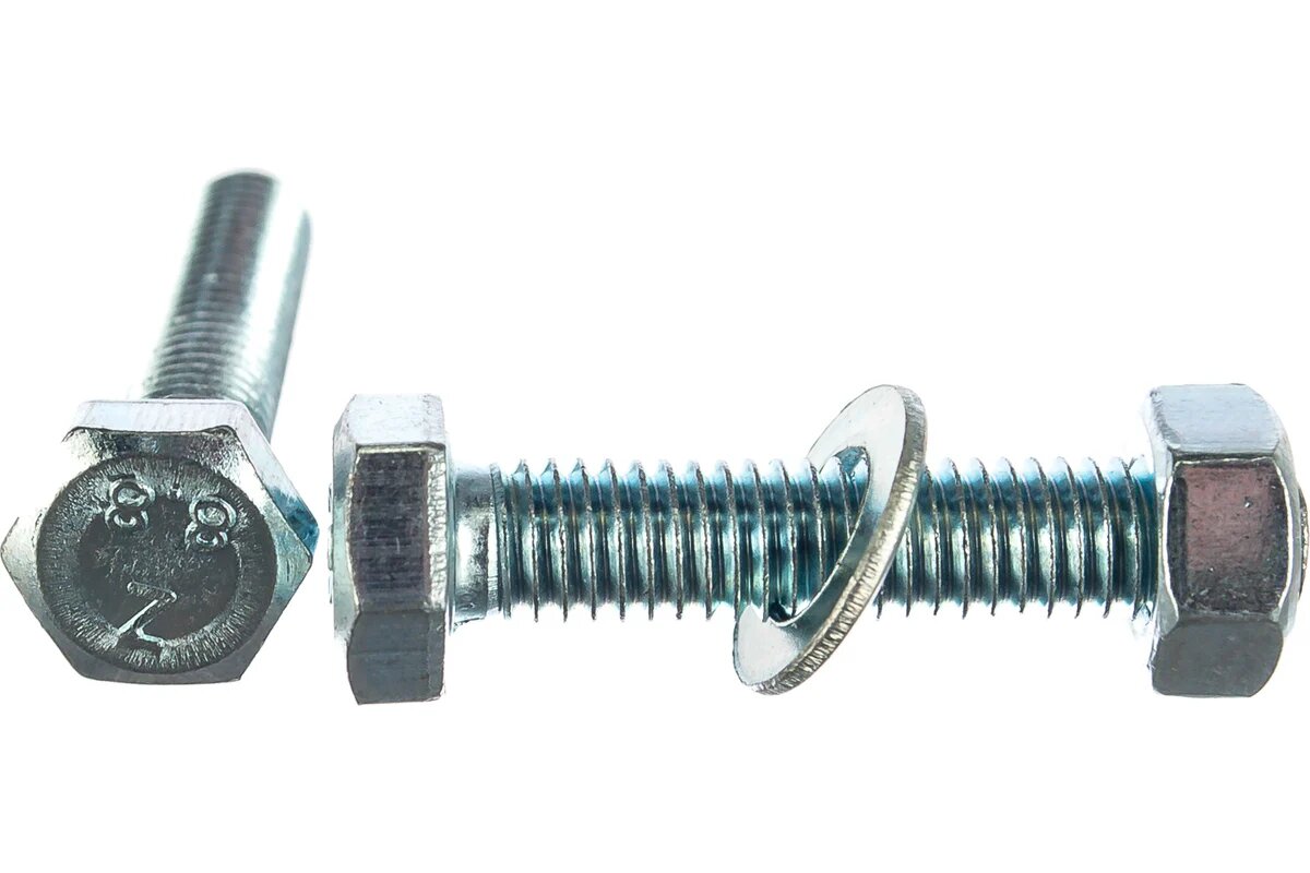 Tech-Krep болт DIN933 шестигранная головка оцинкованный М6х30 + гайка и шайба 8 шт