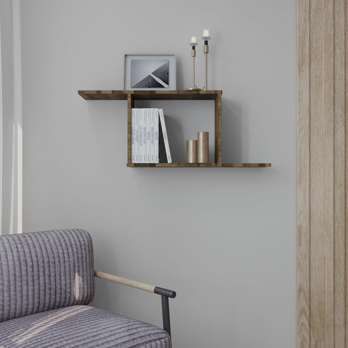 Полка навесная настенная для книг, МебеЛи. Полка на стену скрытого монтажа.