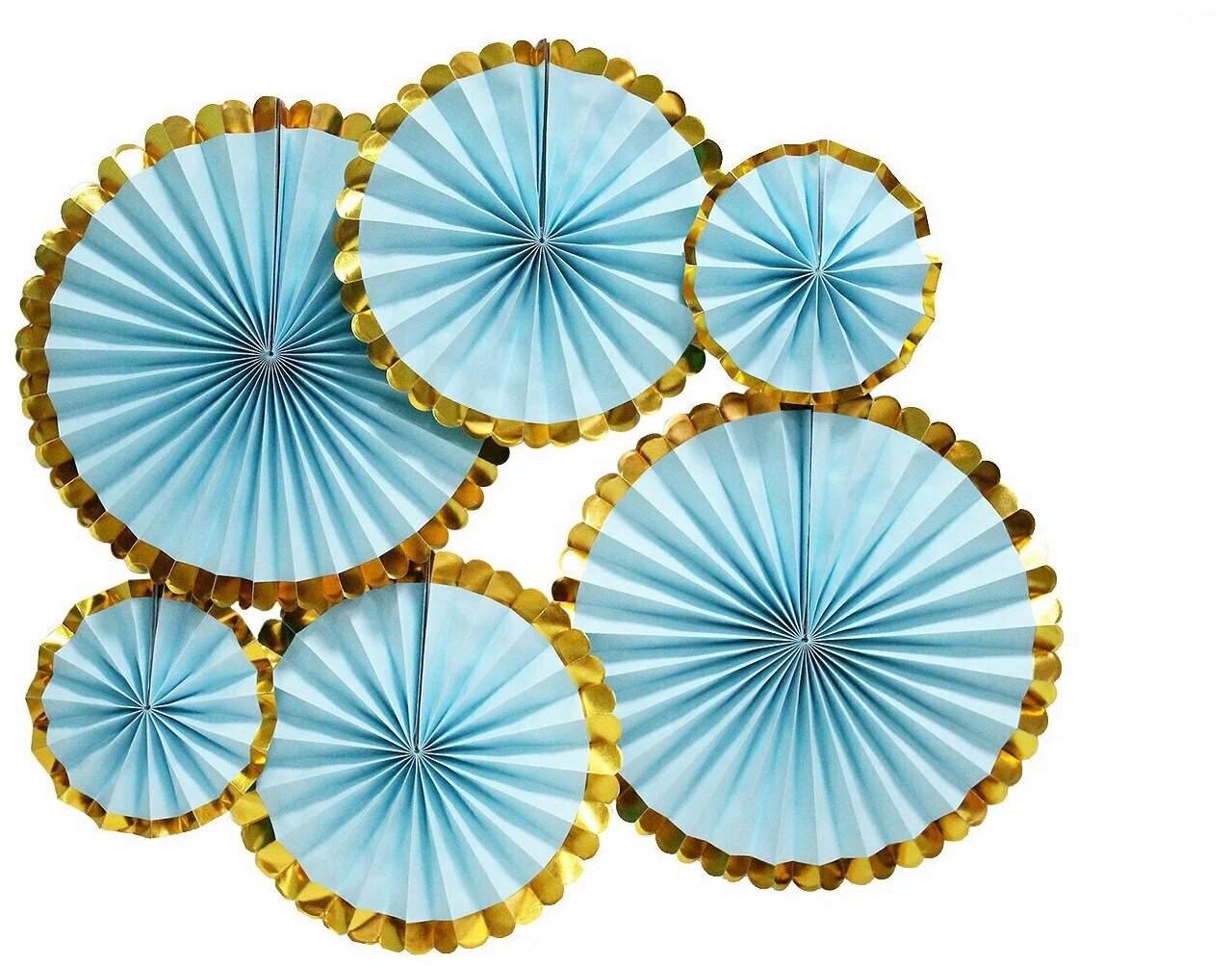 Набор фольгированных вееров (фантов) "Голубые" 6шт