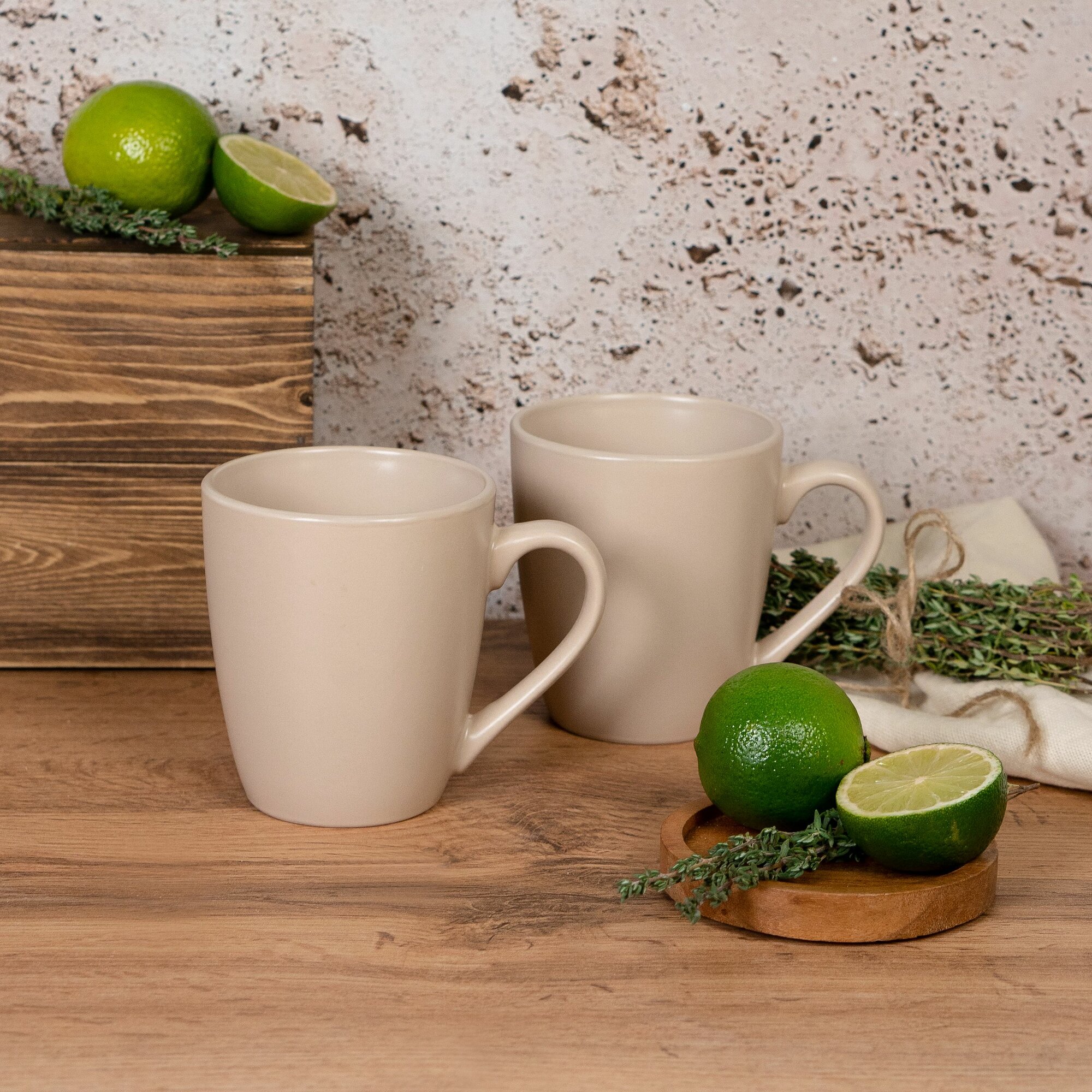 Набор кружек 2 шт. керамика "Color cappuccino" 360 мл. чашка для чая, кофе, горячих напитков