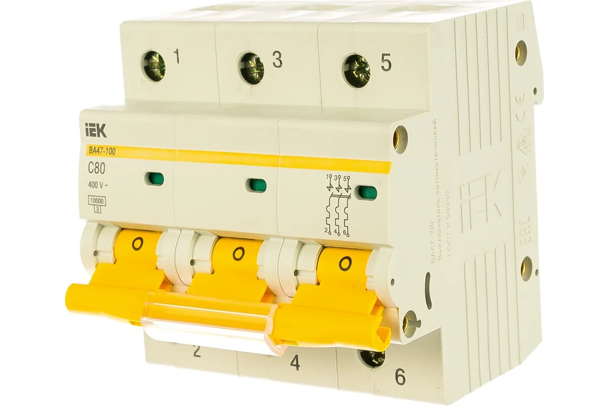 IEK MVA40-3-080-C автоматический модульный выключатель 3п C 80 А ВА 47-100 10 кА